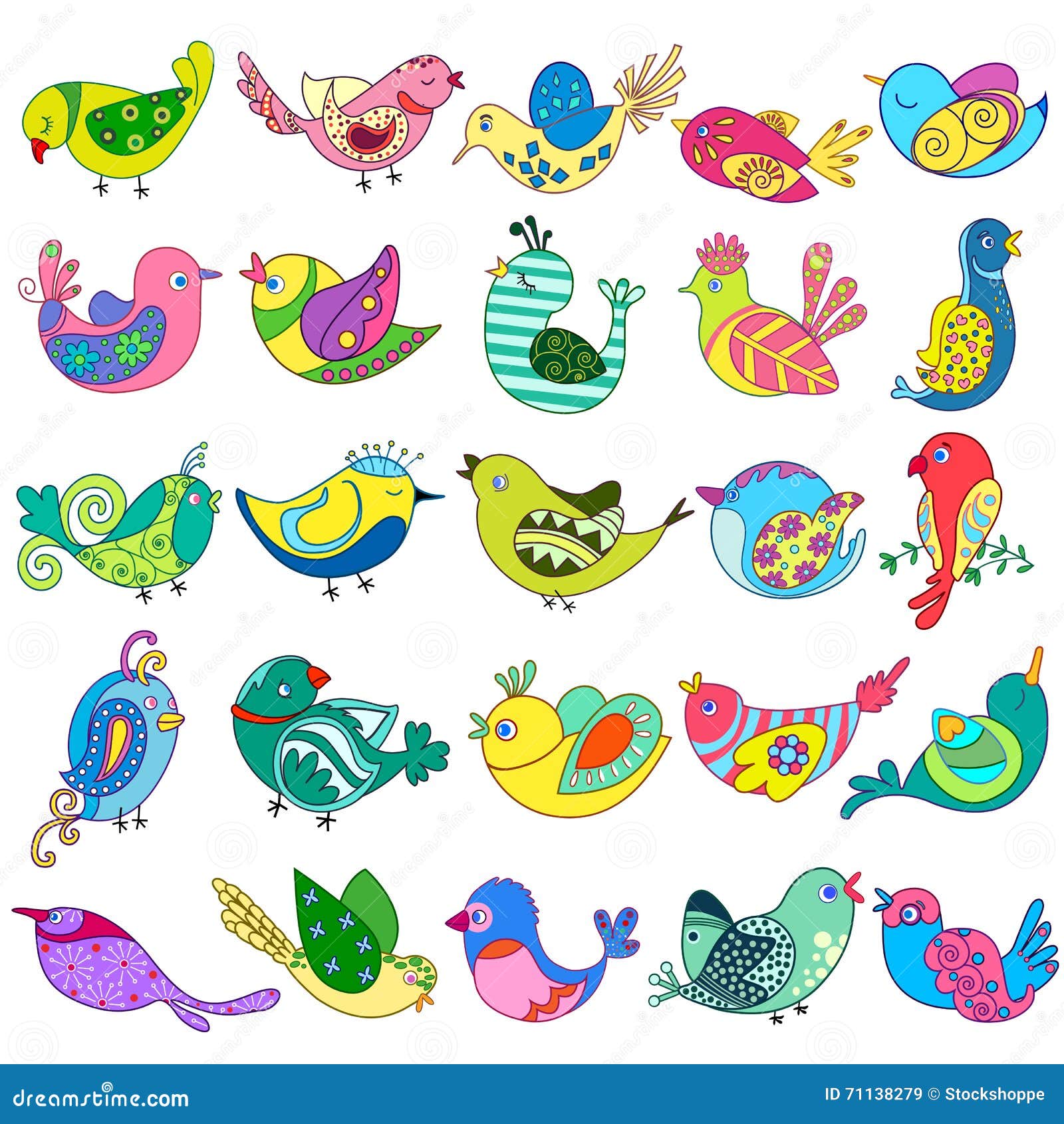 Collection of Colorful Bird Stock Vector - Illustration of perching ...