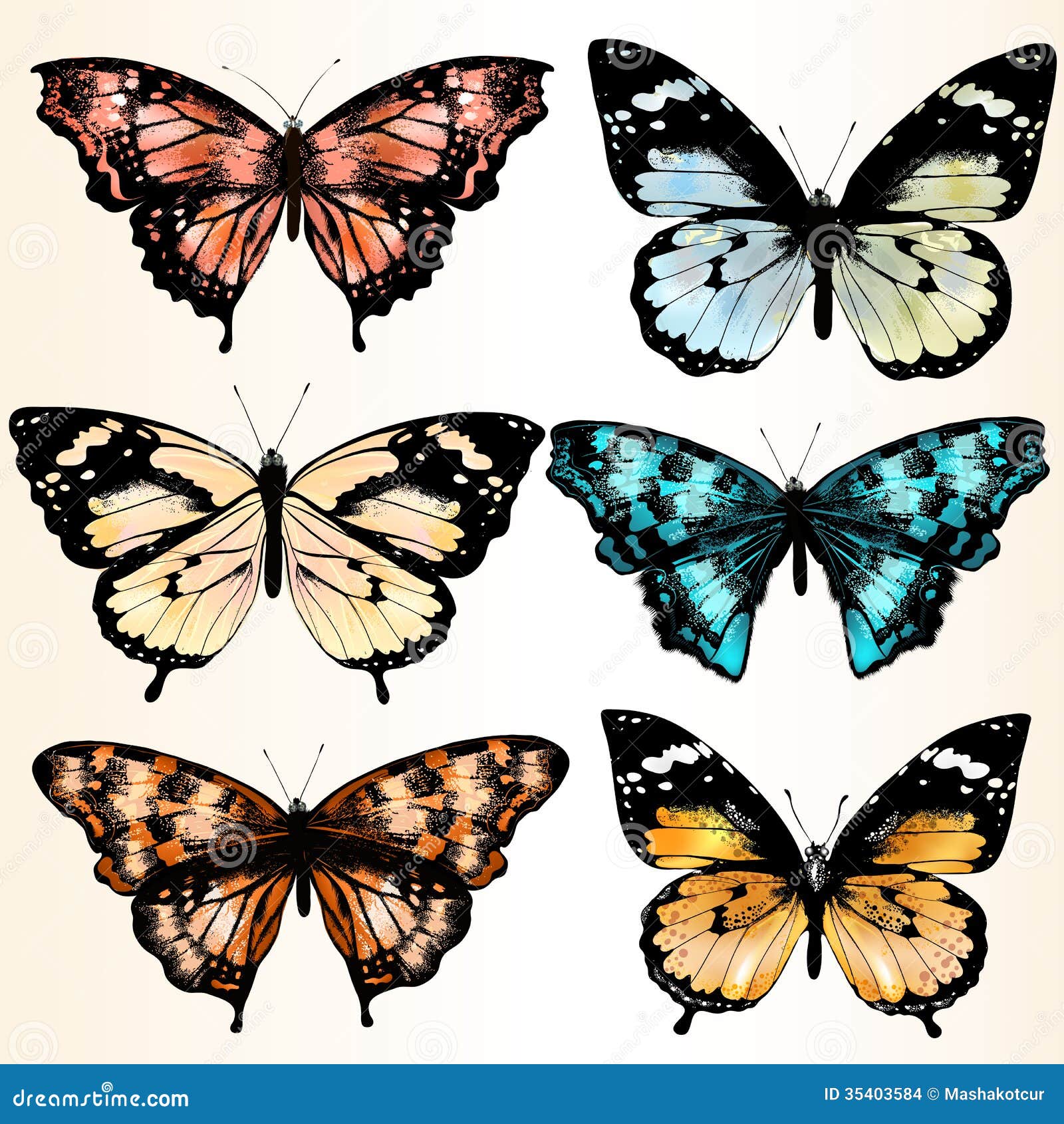 Collection of Colorful Butterflies for Design Stock Vector ...