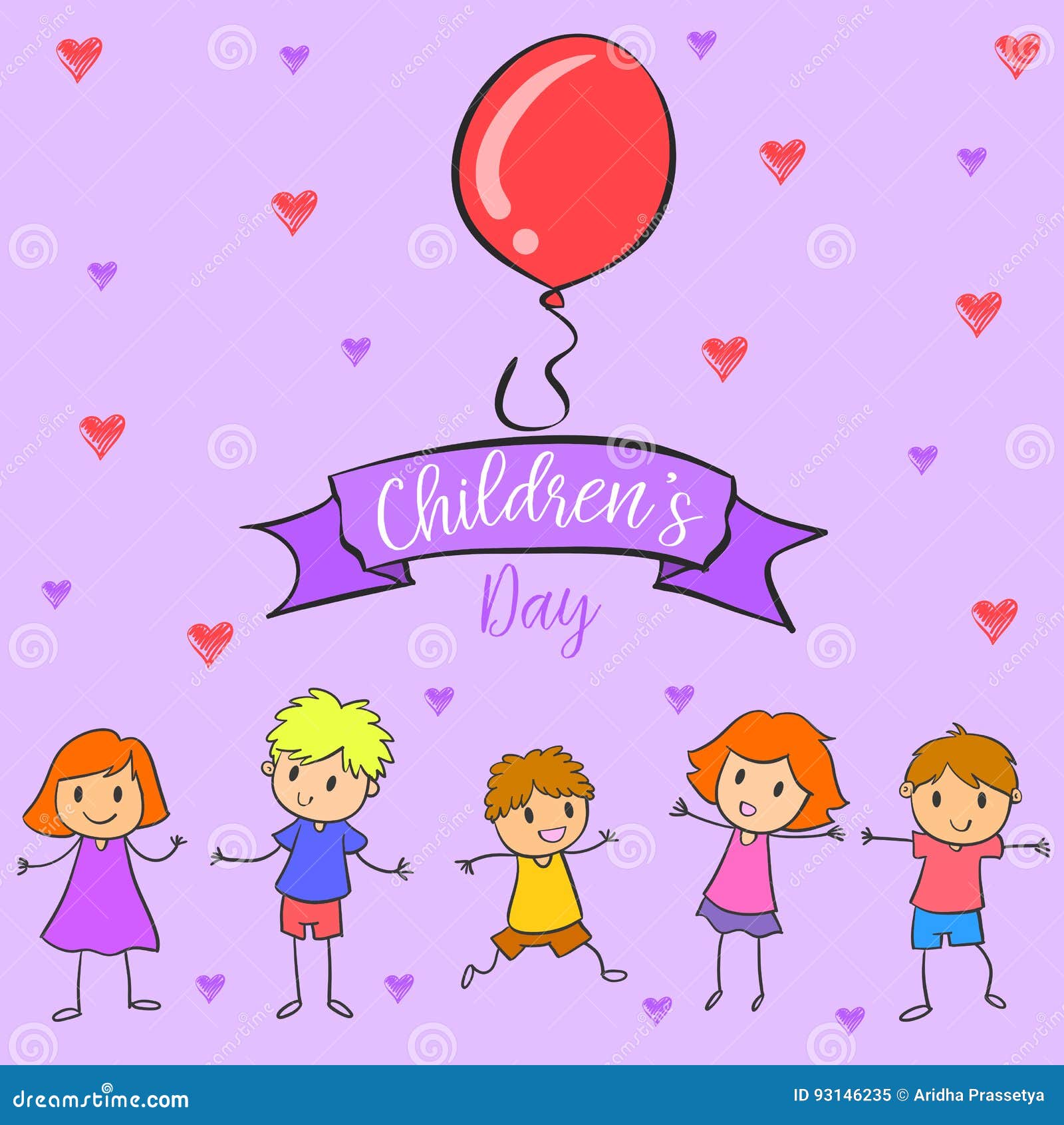 Collection Colorful Childrens Day Hand Draw Stock Vector - Illustration ...