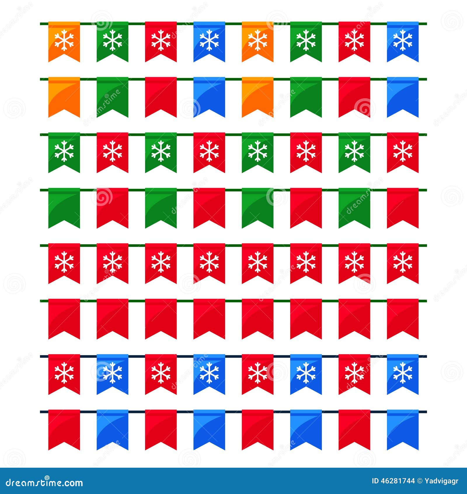 Collection of Colorful Christmas Garlands with Flags for Use As Brushes ...