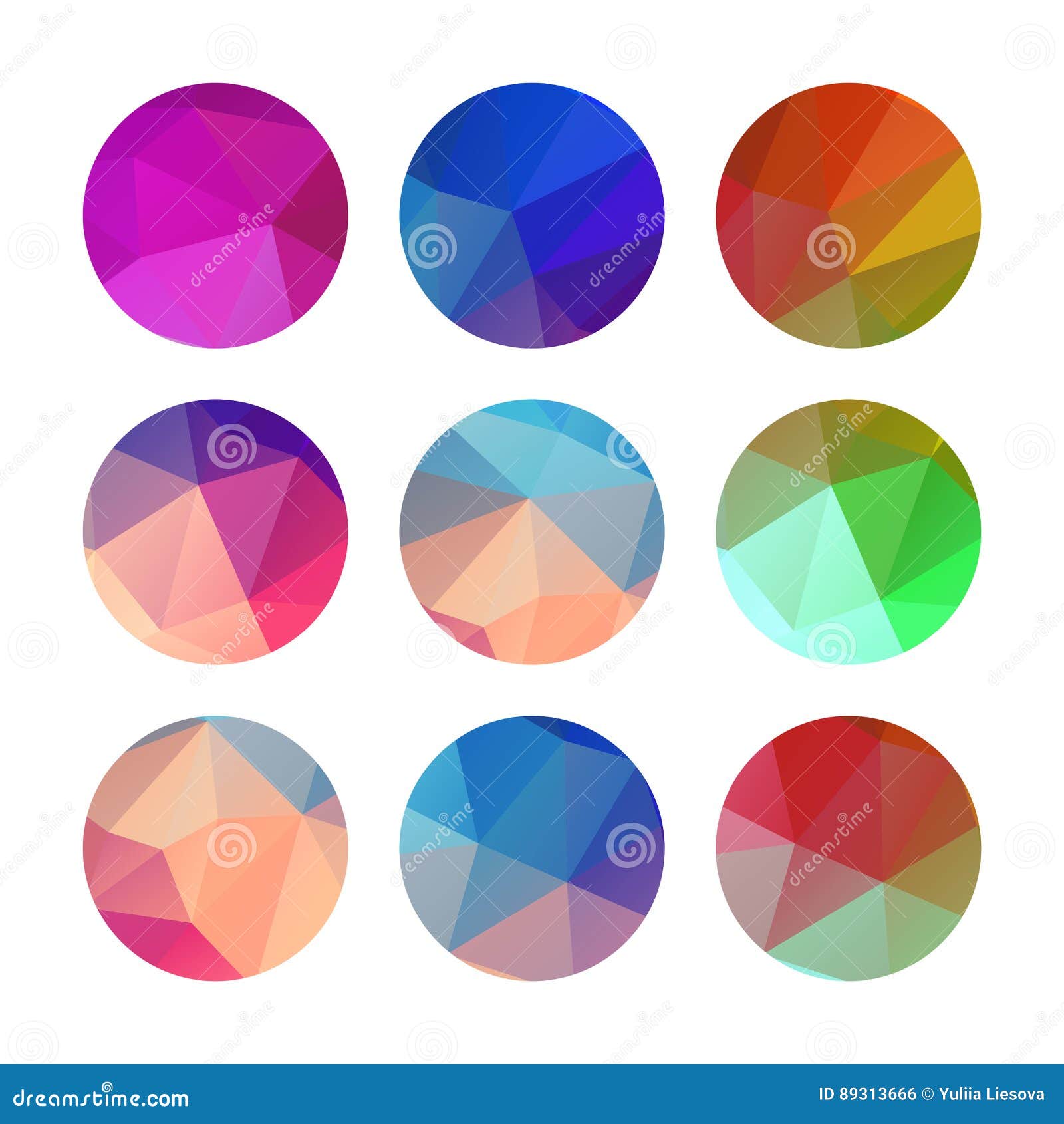 Collection of Colorful Circles with Triangle Pattern Stock Vector ...