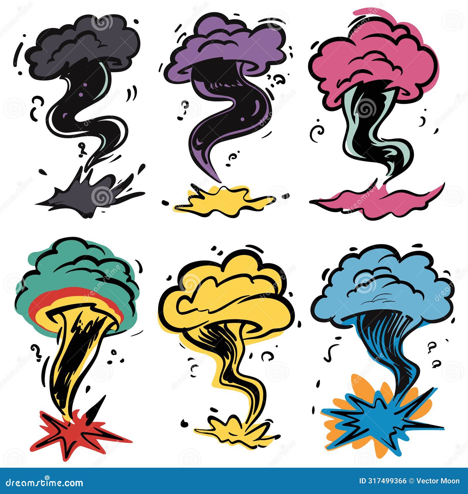 Collection Colorful Comic Style Explosion Illustrations Featuring ...