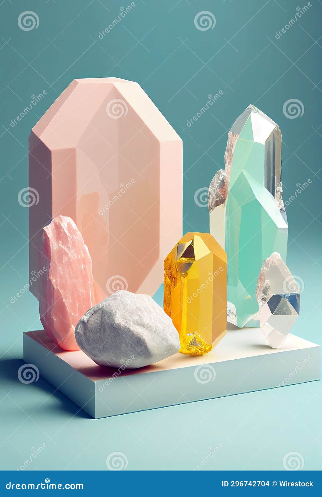 Collection of Colorful Crystals on a Blank Background. AI-generated ...