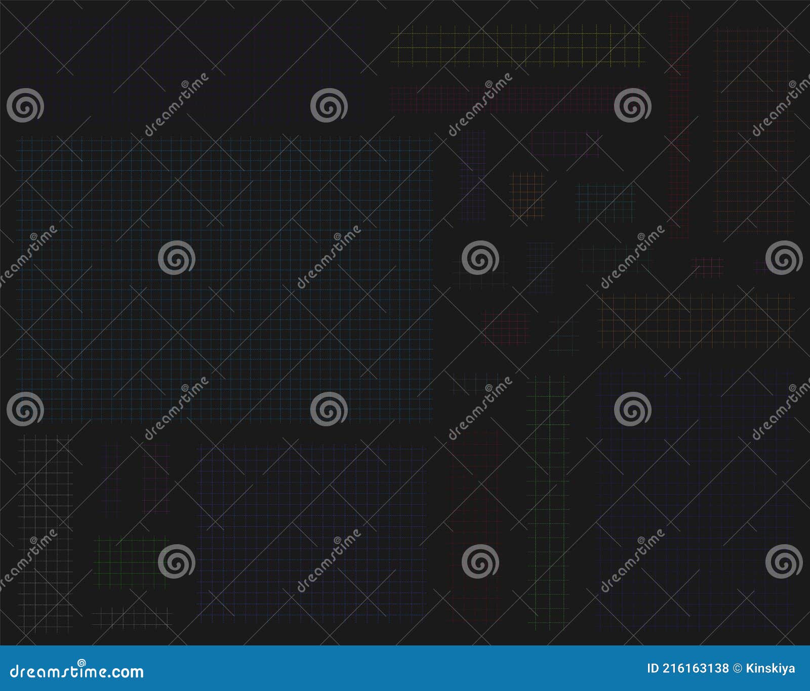 Collection Colorful Cut Short Square in Line Grid Notes. Squared Vector ...