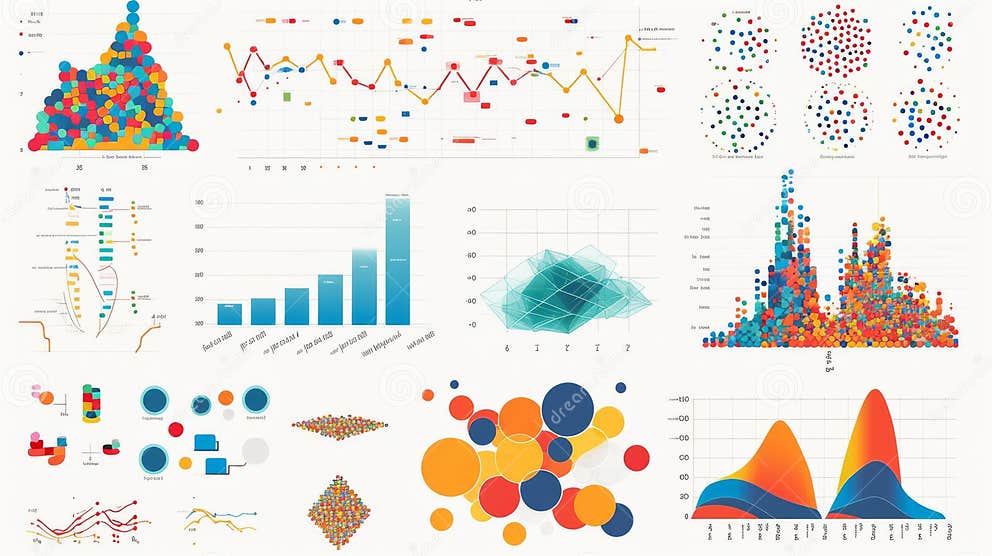Collection of Colorful Data Visualization Graphics Stock Illustration ...