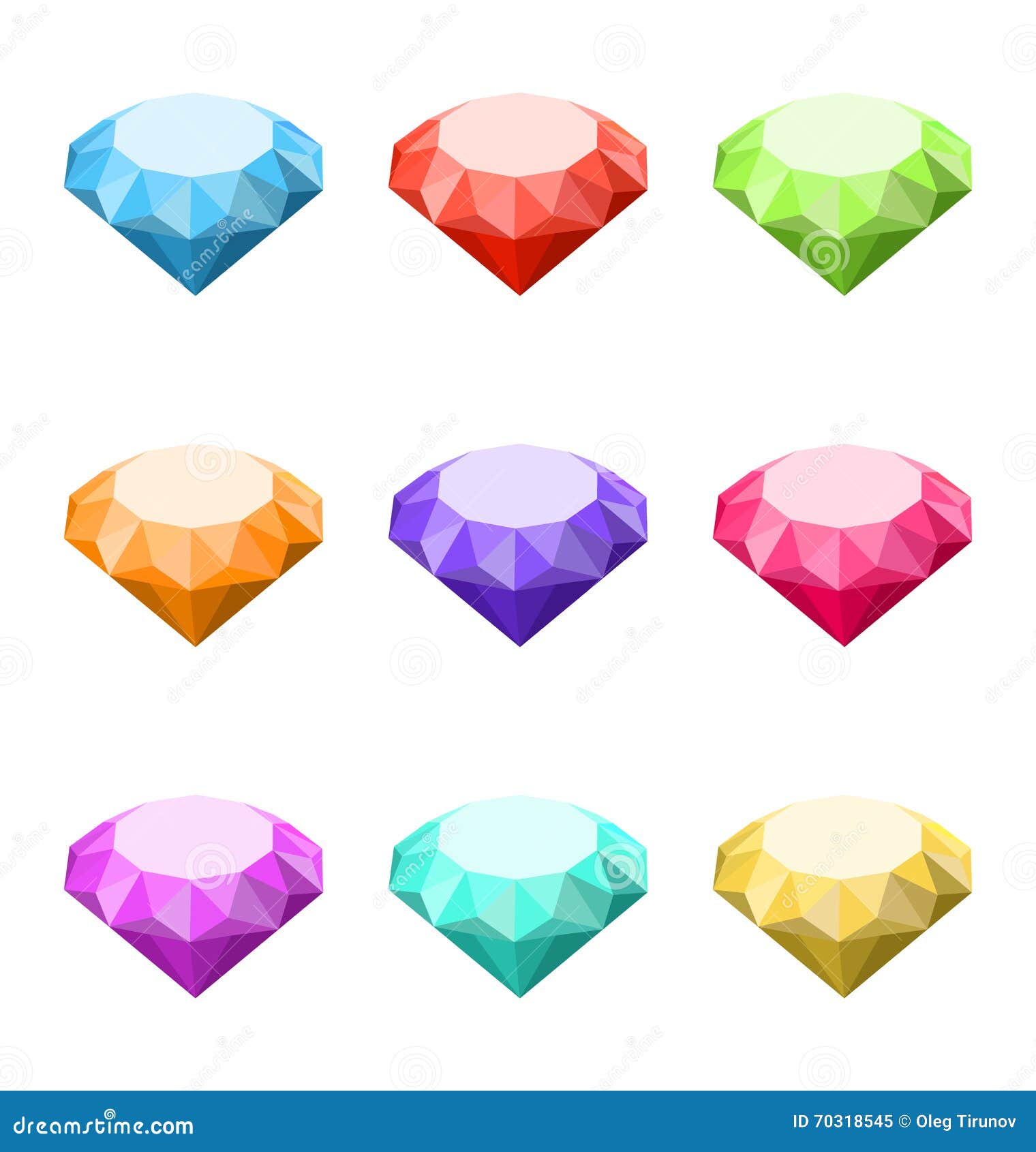Collection Colorful Diamonds Isolated on White Background Stock Vector ...