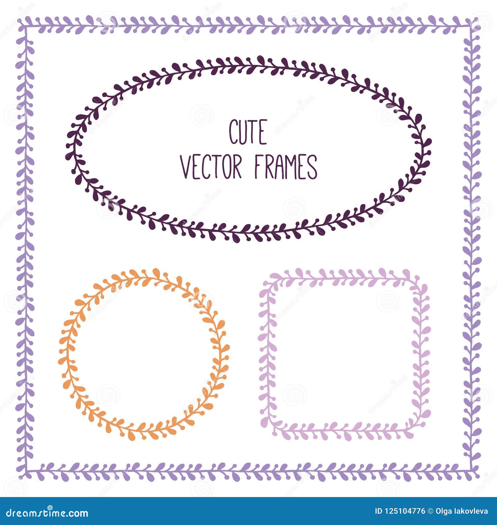 Collection of Colorful Doodle Botanic Decorative Elements Stock Vector ...