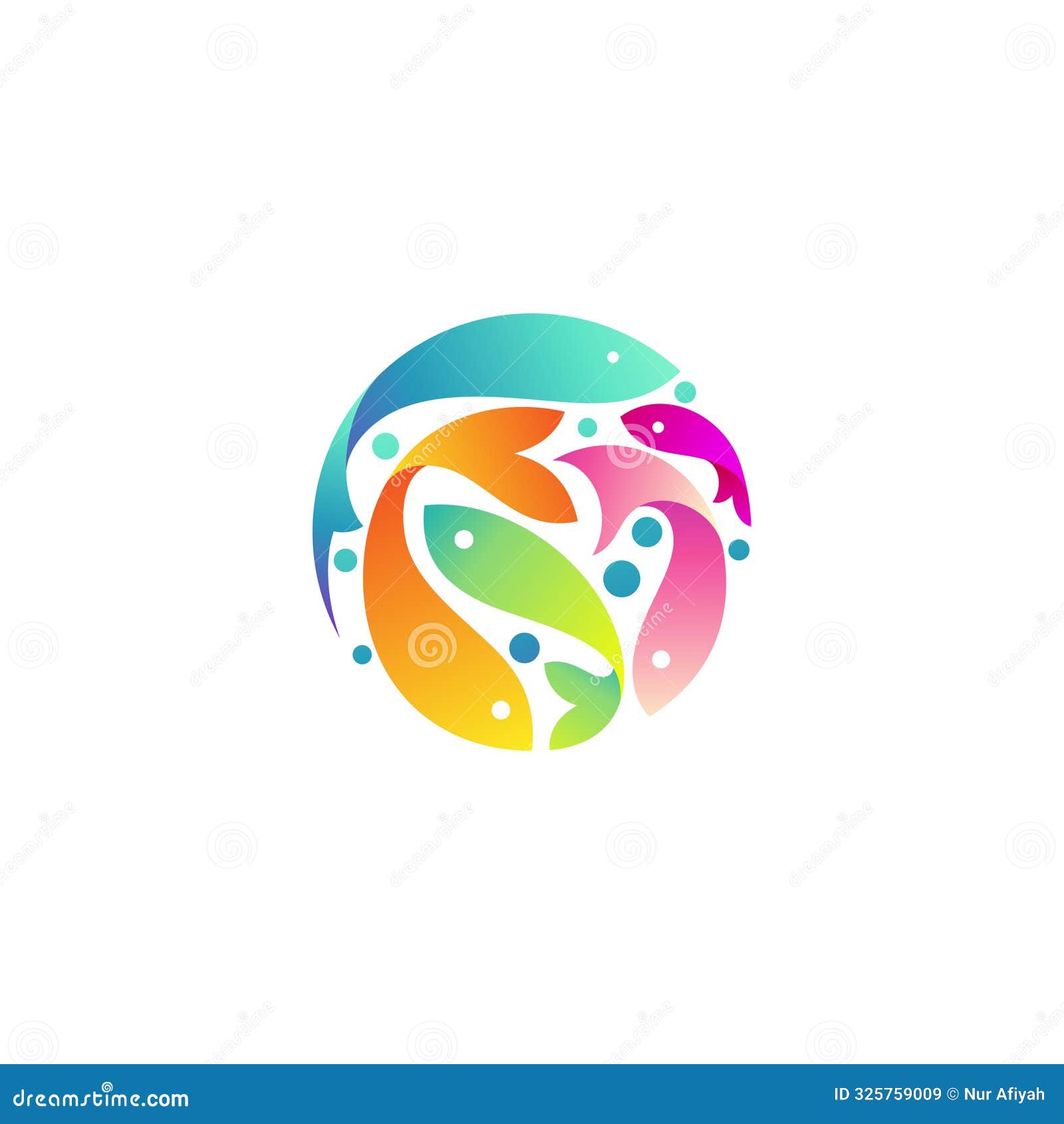 A Collection of Colorful Fish Logos Forming a Circle Stock Vector ...
