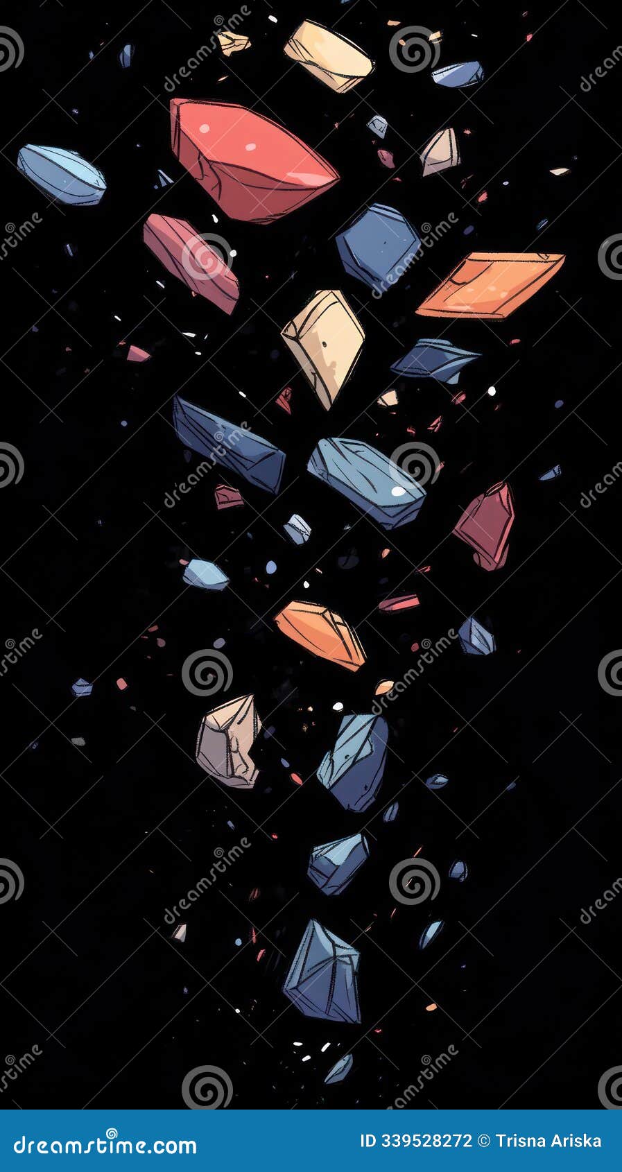 A Collection of Colorful, Floating Rocks Against a Black Background ...