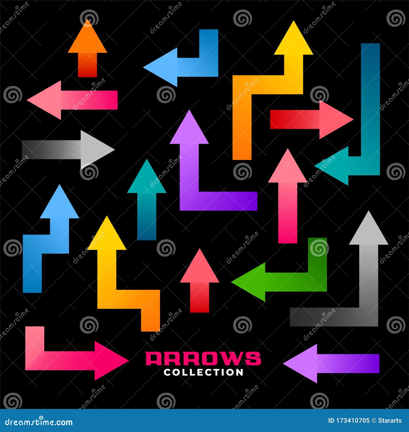 Collection of Colorful Geometric Directions Arrows Set Stock Vector ...