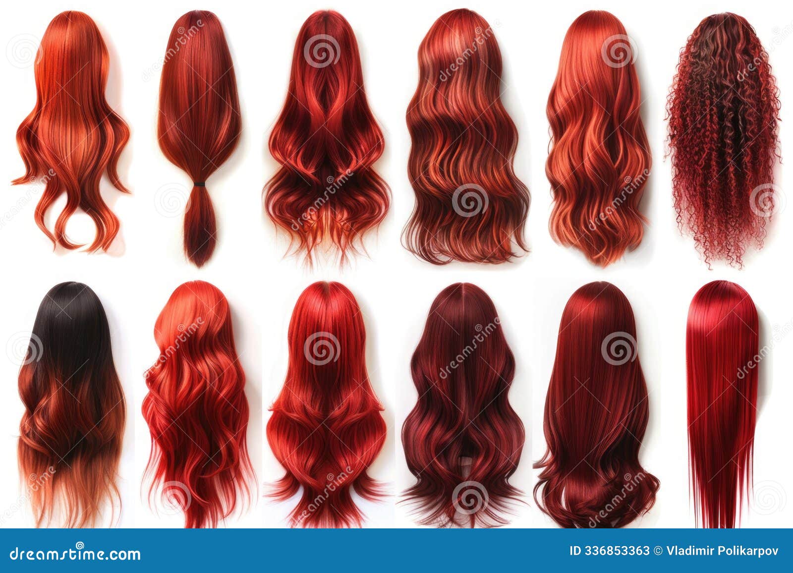 A Collection of Colorful Hair Pieces Arranged on a White Background ...