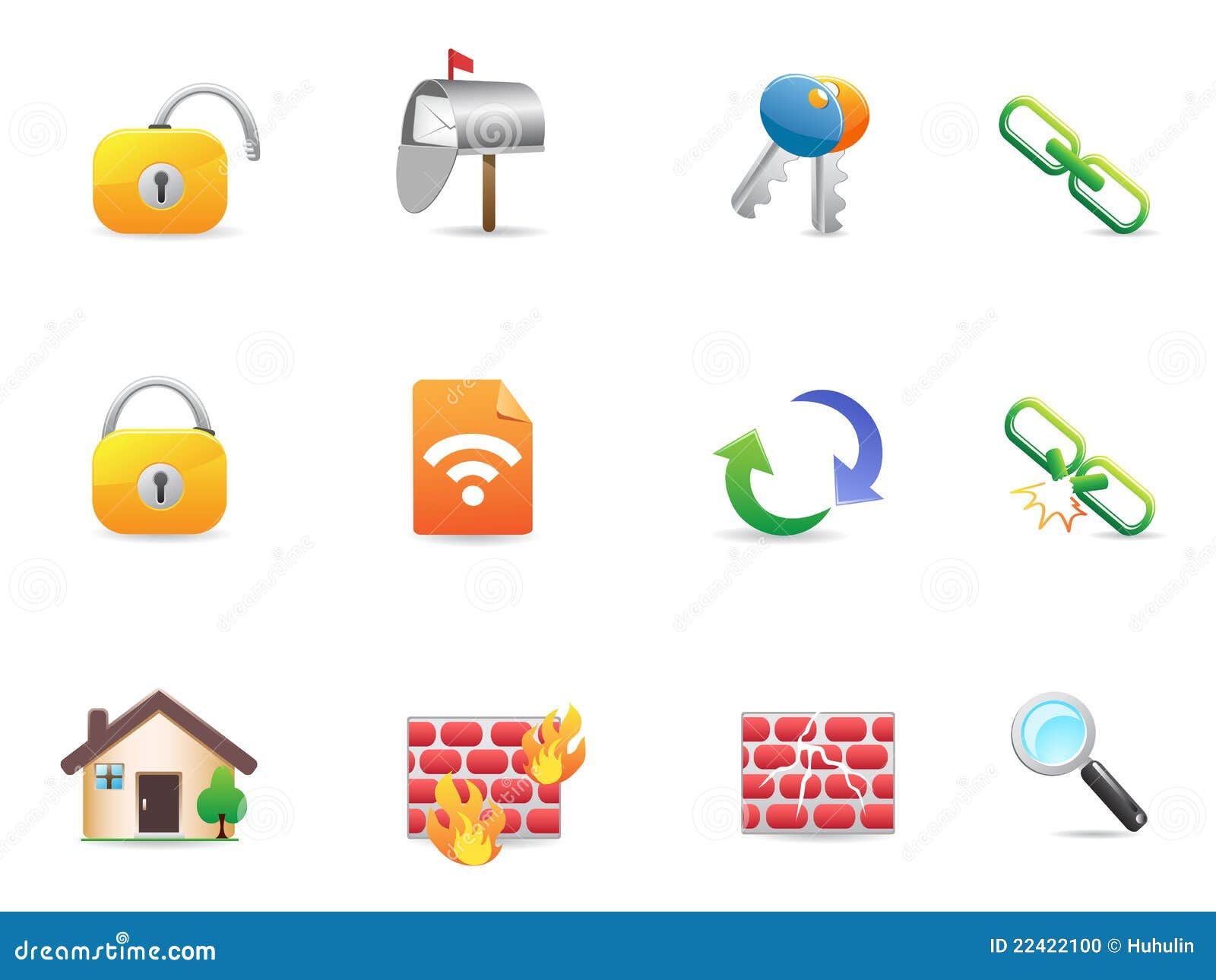 Collection of Colorful Internet & Web Icons Stock Vector - Illustration ...