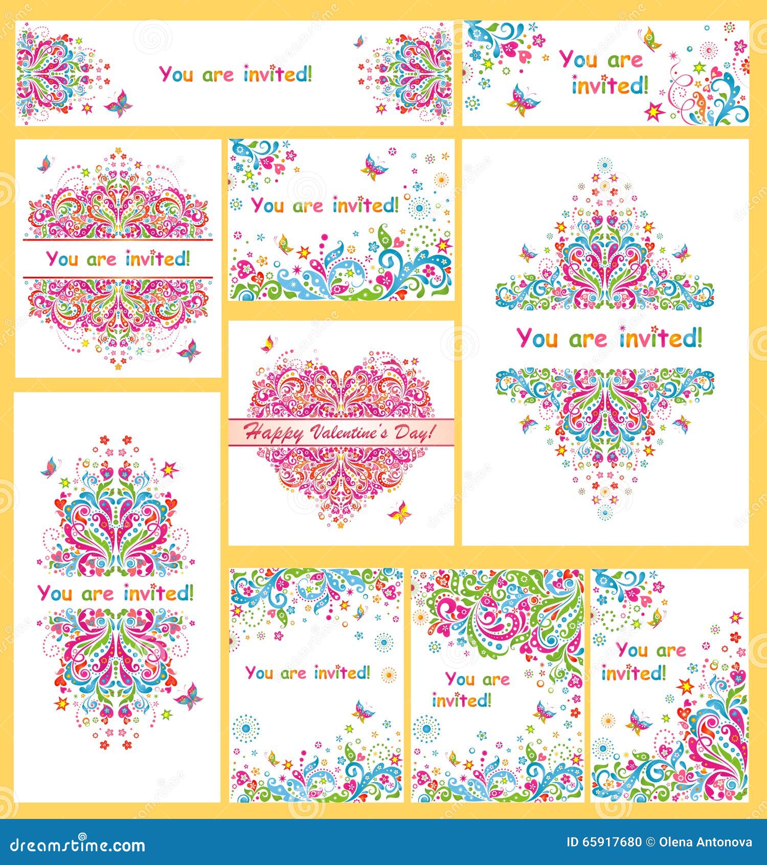 Collection of Colorful Invitations for Party Stock Vector ...