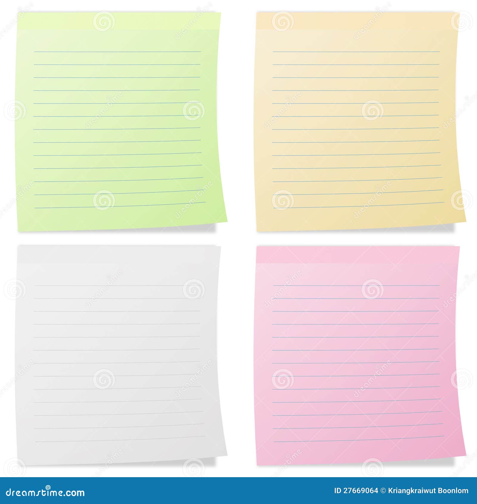 Line Note Papers. Scotch Taped Lined Paper Pieces Vector Illustration ...
