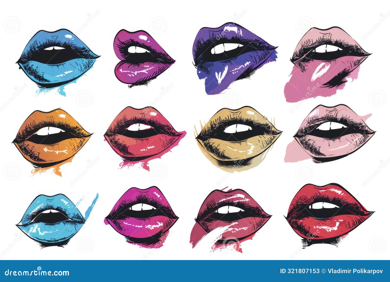A Collection of Colorful Lips on a White Background, Great for ...