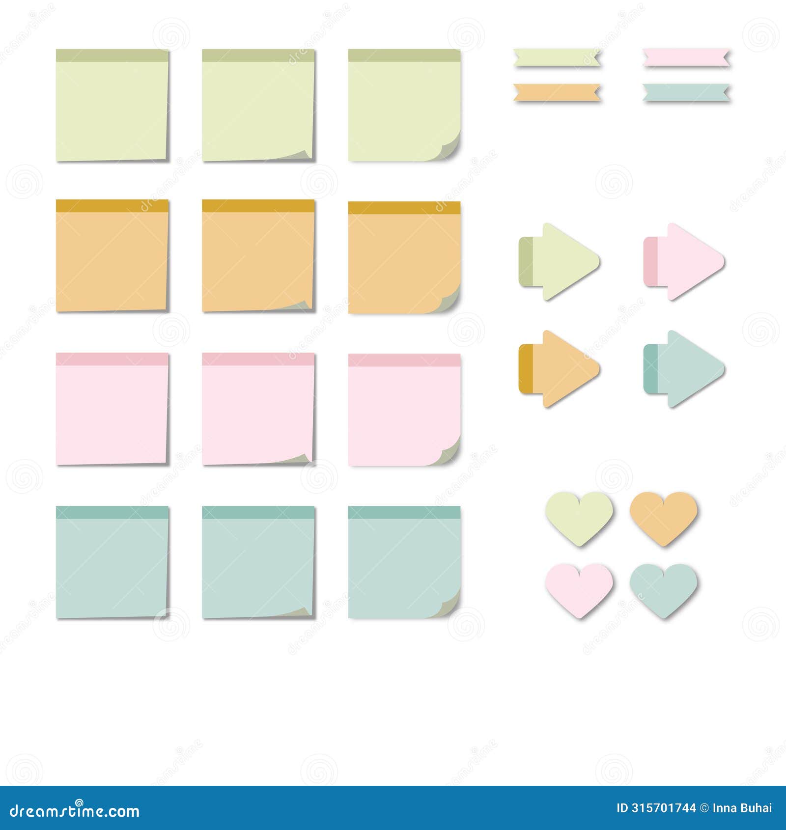 A Collection of Colorful Note Paper Sheets with a Curled Corner, Ready ...