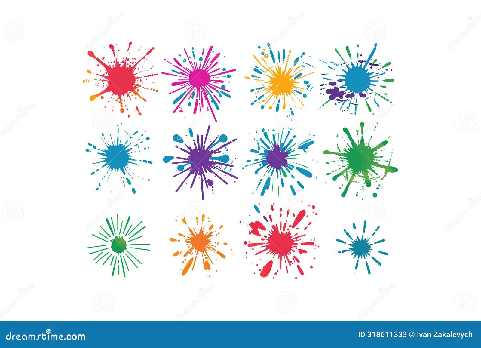 Collection of Colorful Paint Splatter Graphics. Vector Illustration ...
