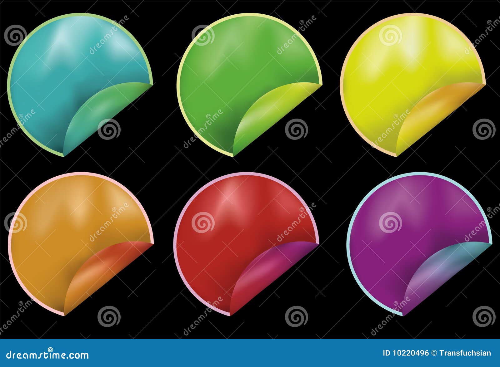 Collection of Colorful Peeling Round Stickers Stock Vector ...