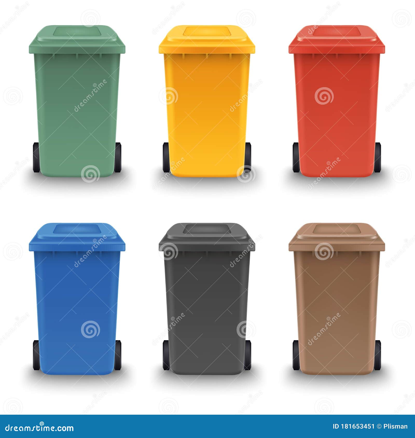 Collection of Colorful Plastic Bin for Different Waste Stock Vector ...