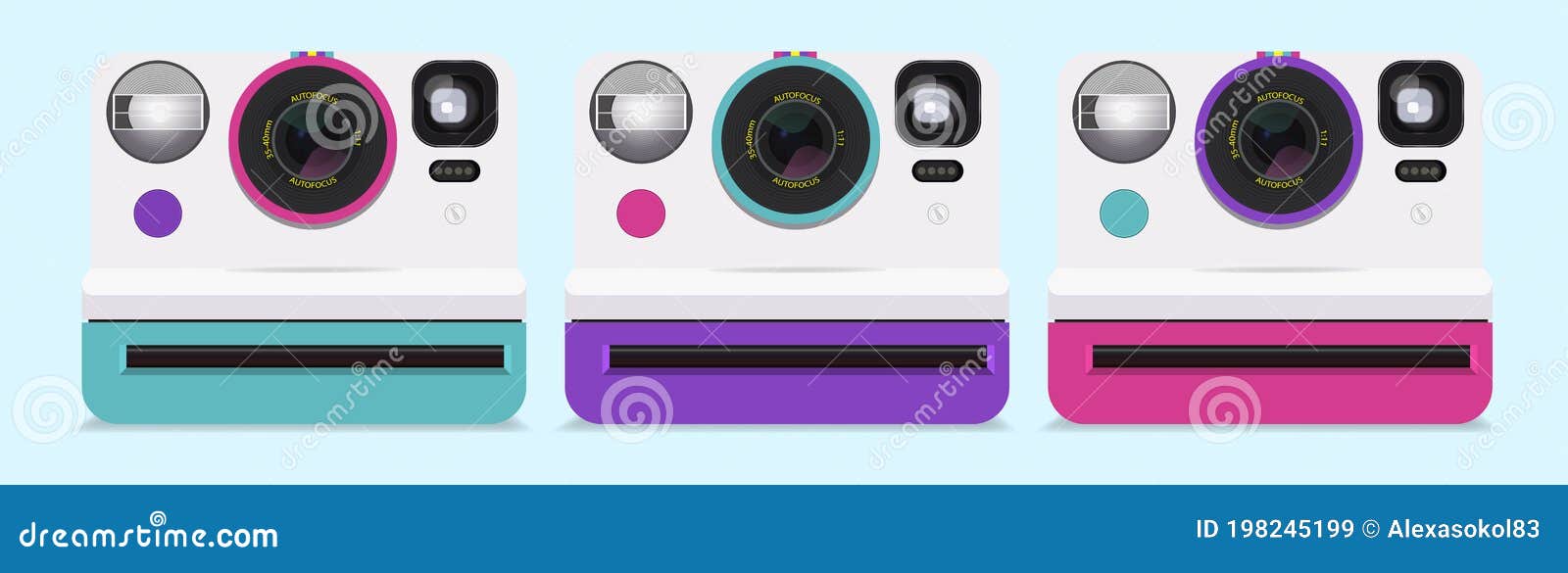 Collection of Colorful Polaroid Cameras. Vector Illustration Stock ...