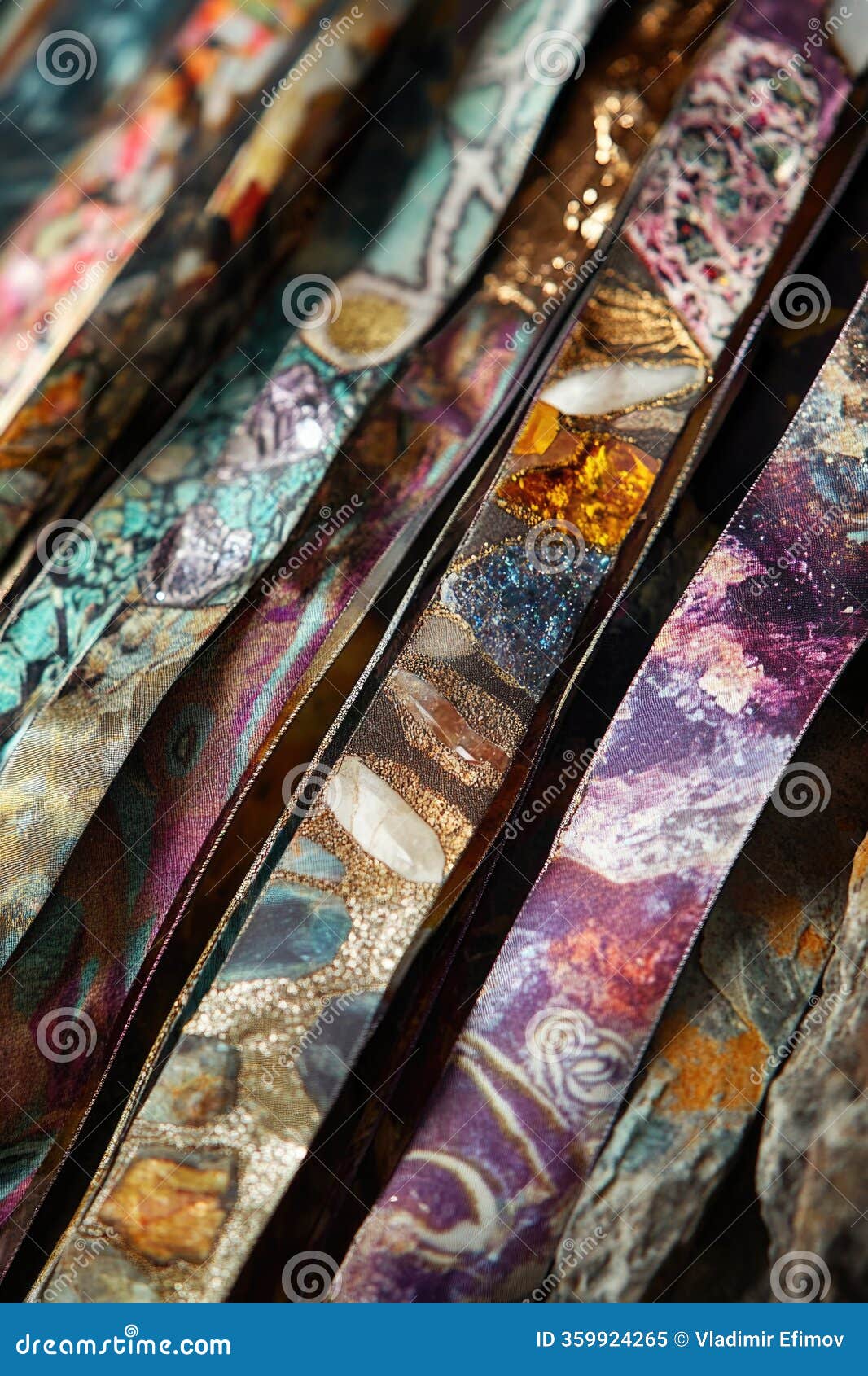 A Collection of Colorful Ribbons with Various Patterns and Textures ...