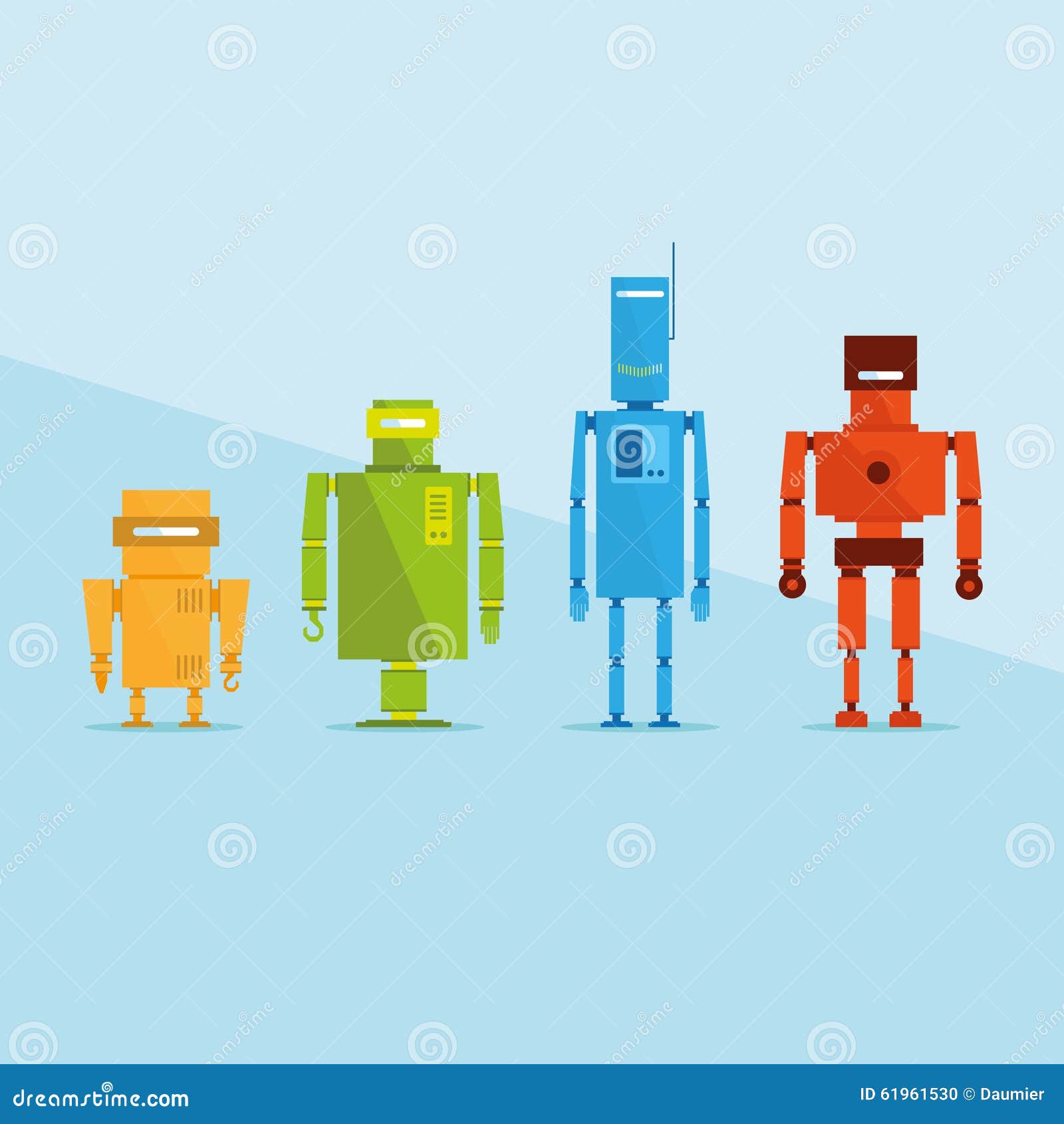 Collection of Colorful Robot Characters Illustration Stock Vector ...