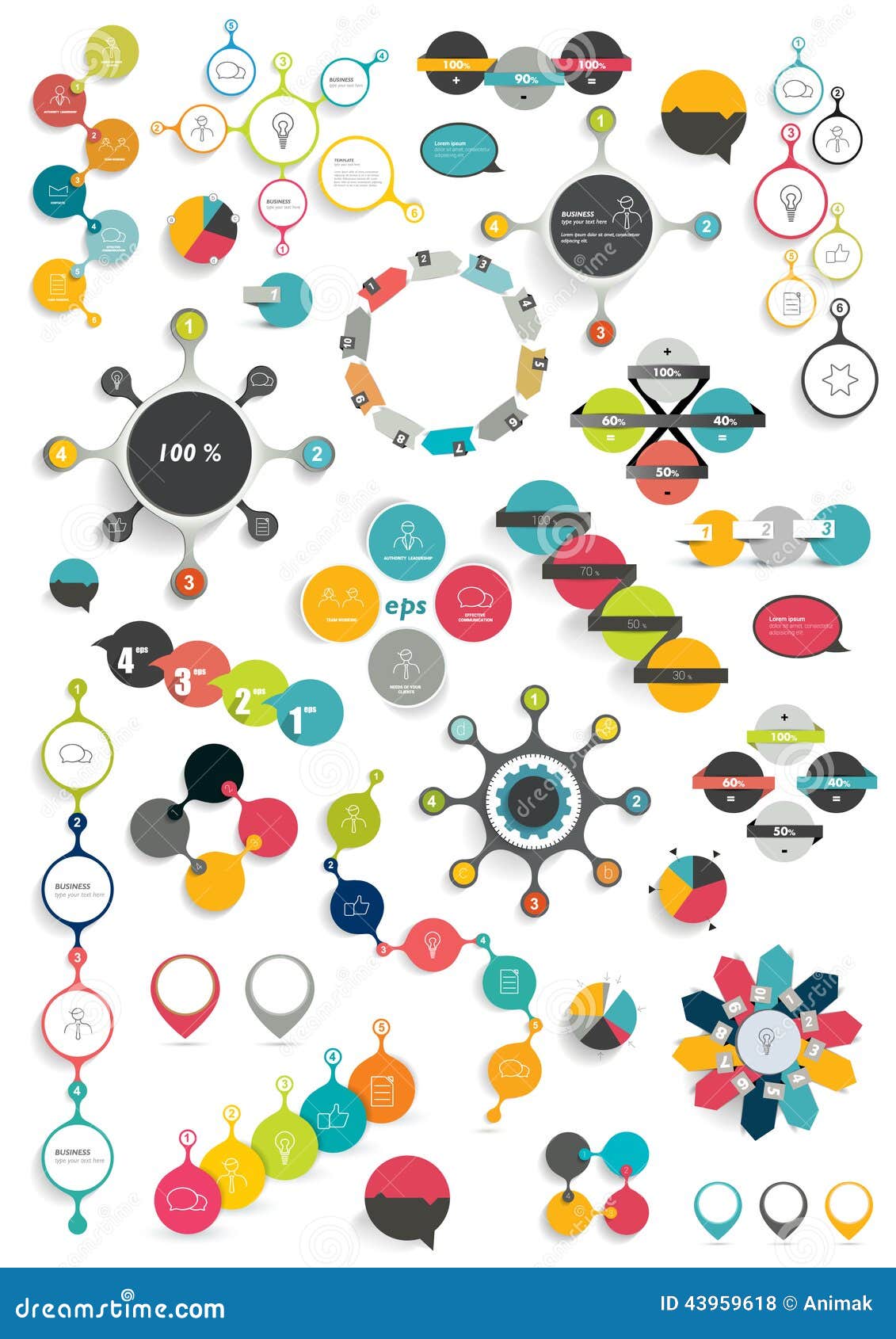 Collection of Colorful Round Info Graphics Diagram Stock Vector ...