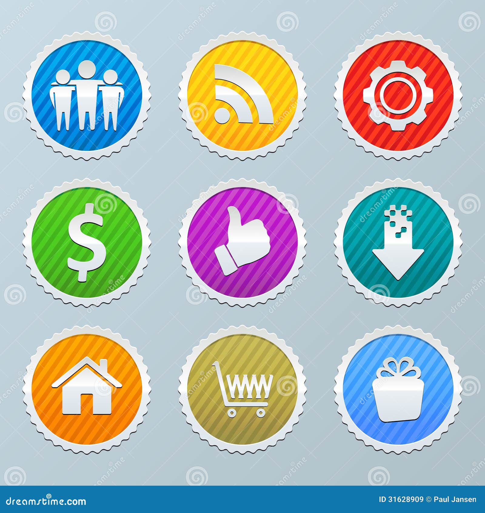 Collection of Colorful Round Labels Design for Web Stock Vector ...