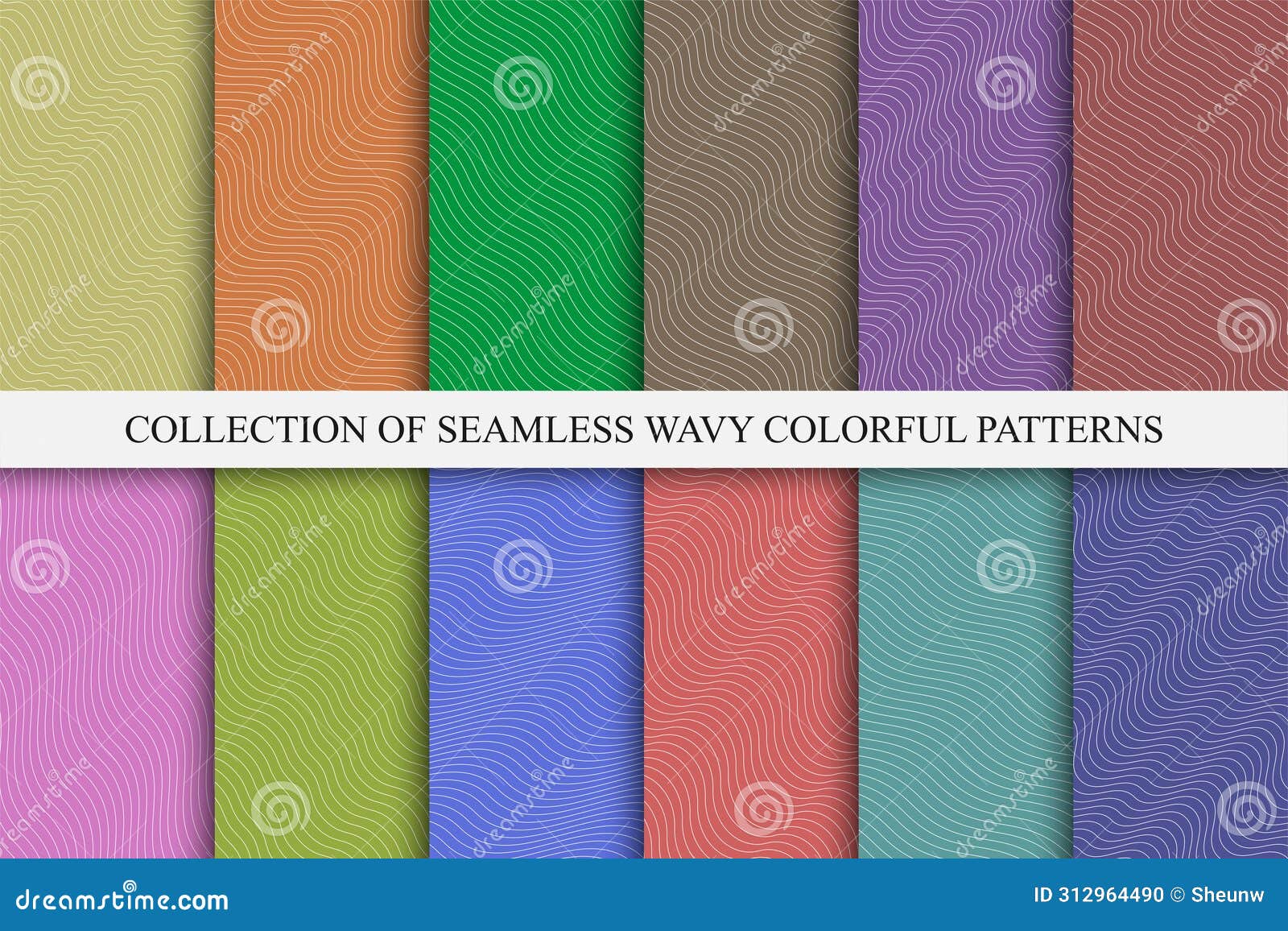 Collection of Colorful Seamless Striped Wave Patterns - Repeatable ...