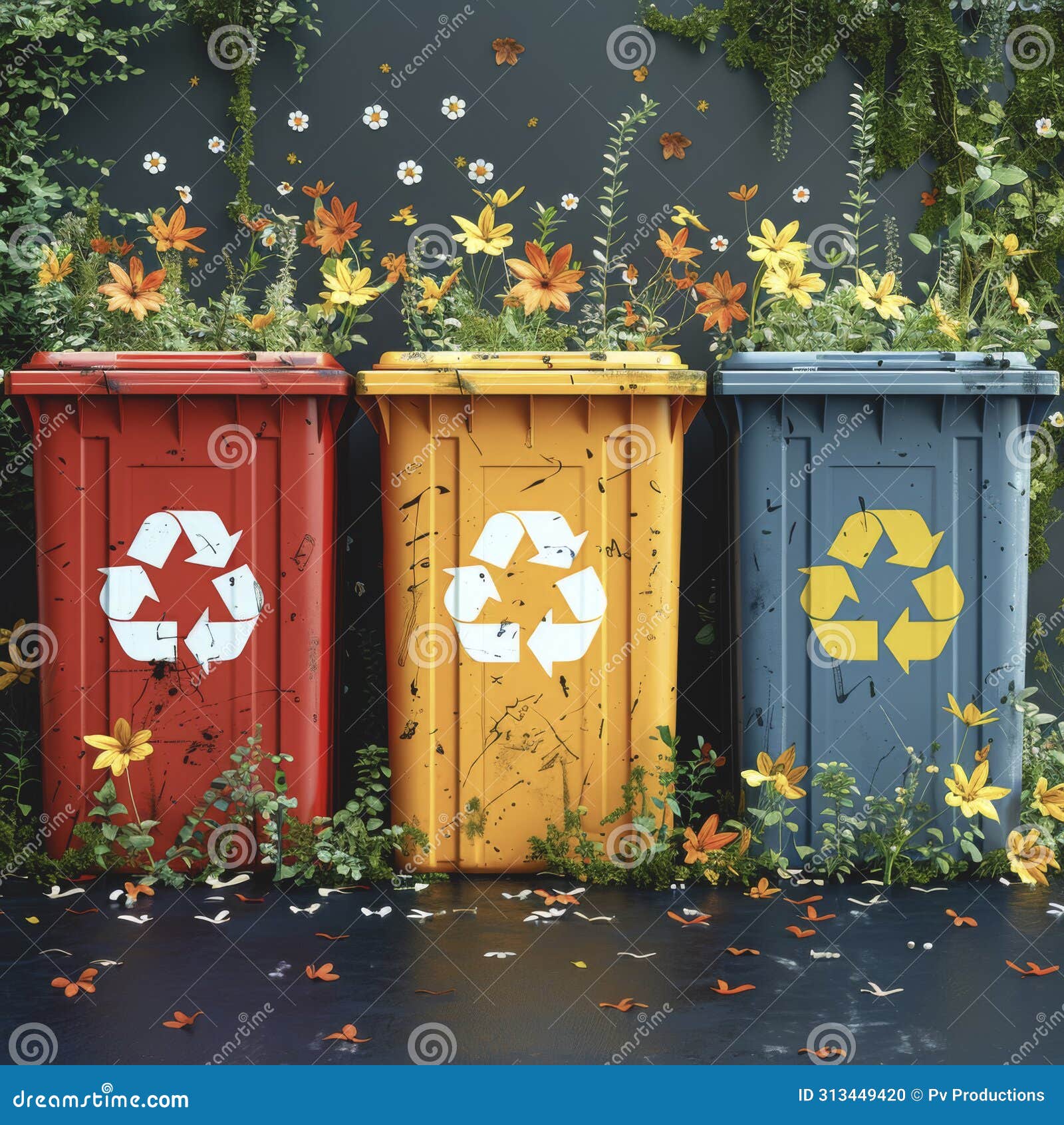 Collection of Colorful Separation Recycle Bins, Sorting Waste. Stock ...