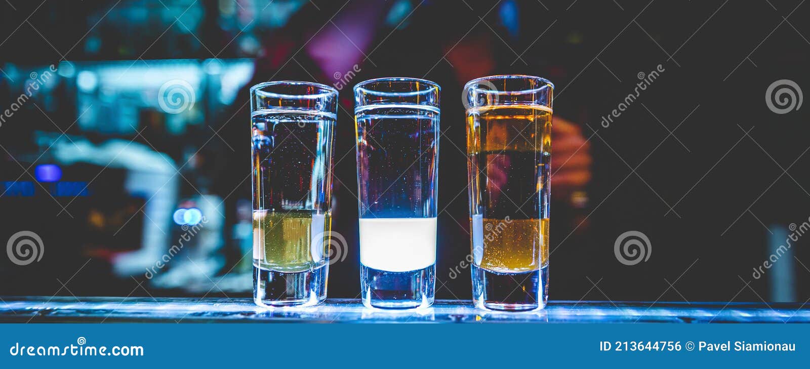 Collection of Colorful Shots. Set of Cocktails at the Bar Stock Photo ...