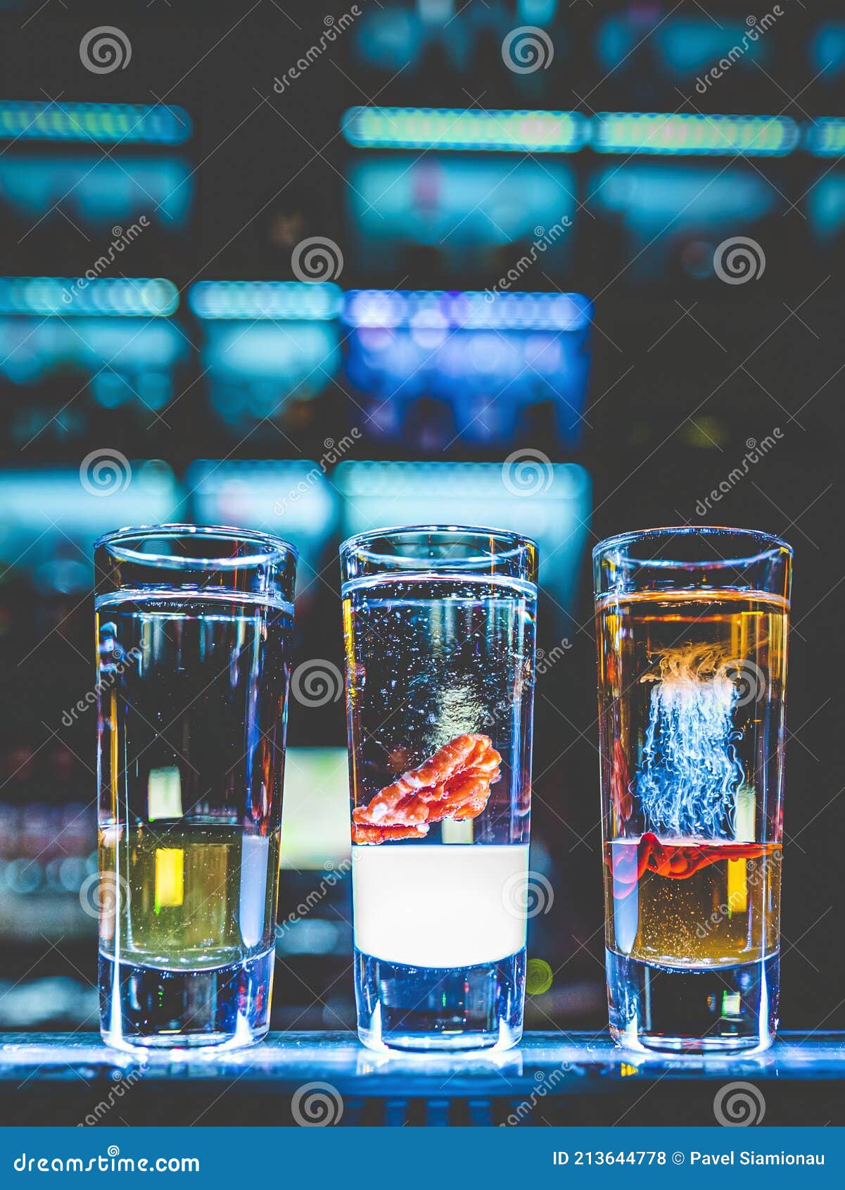 Collection of Colorful Shots. Set of Cocktails at the Bar Stock Photo ...