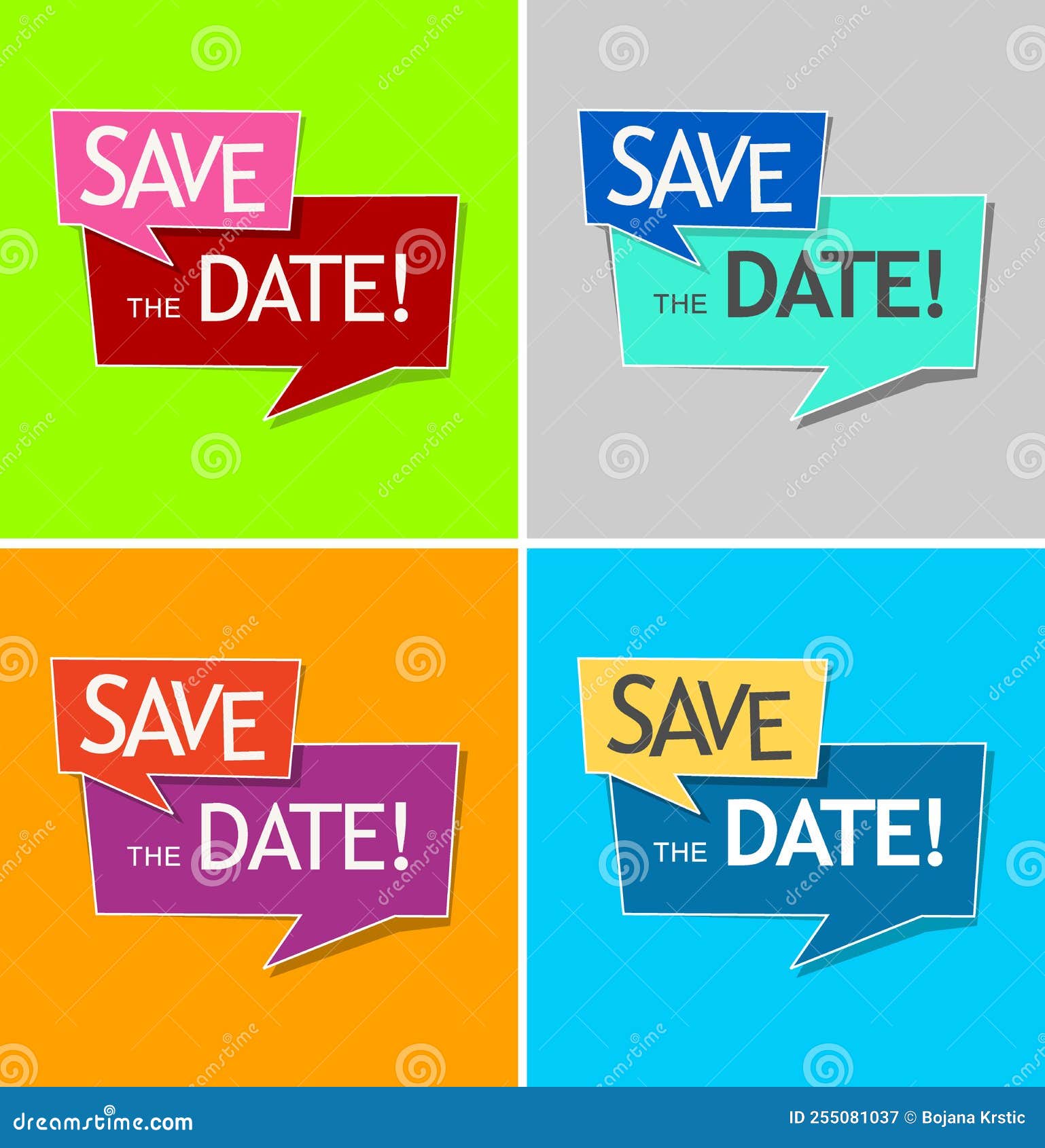 Collection of Colorful Stickers SAVE the DATE Stock Vector ...