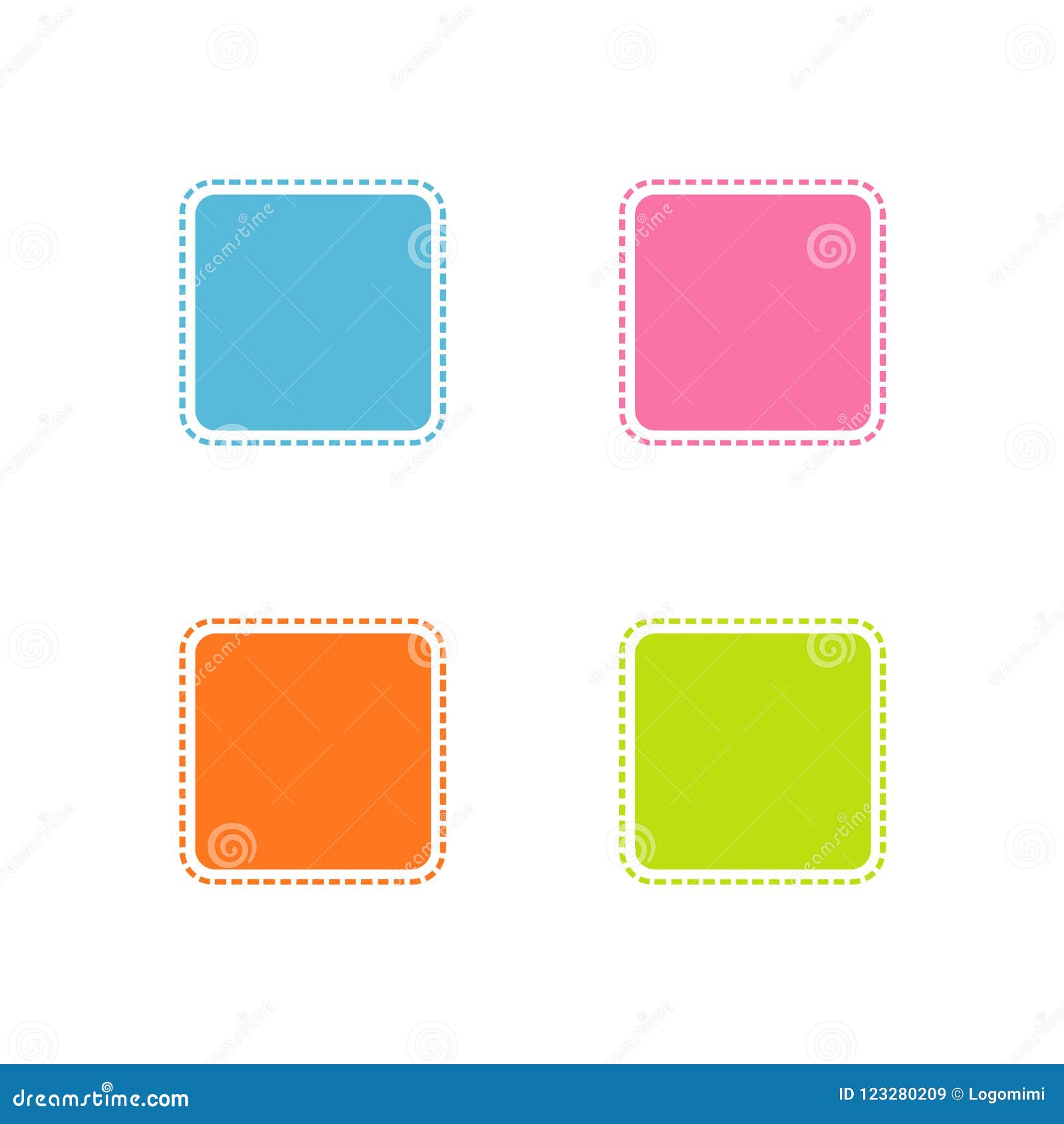 Collection of Colorful Stitched Square Shape, Vector Illustration ...