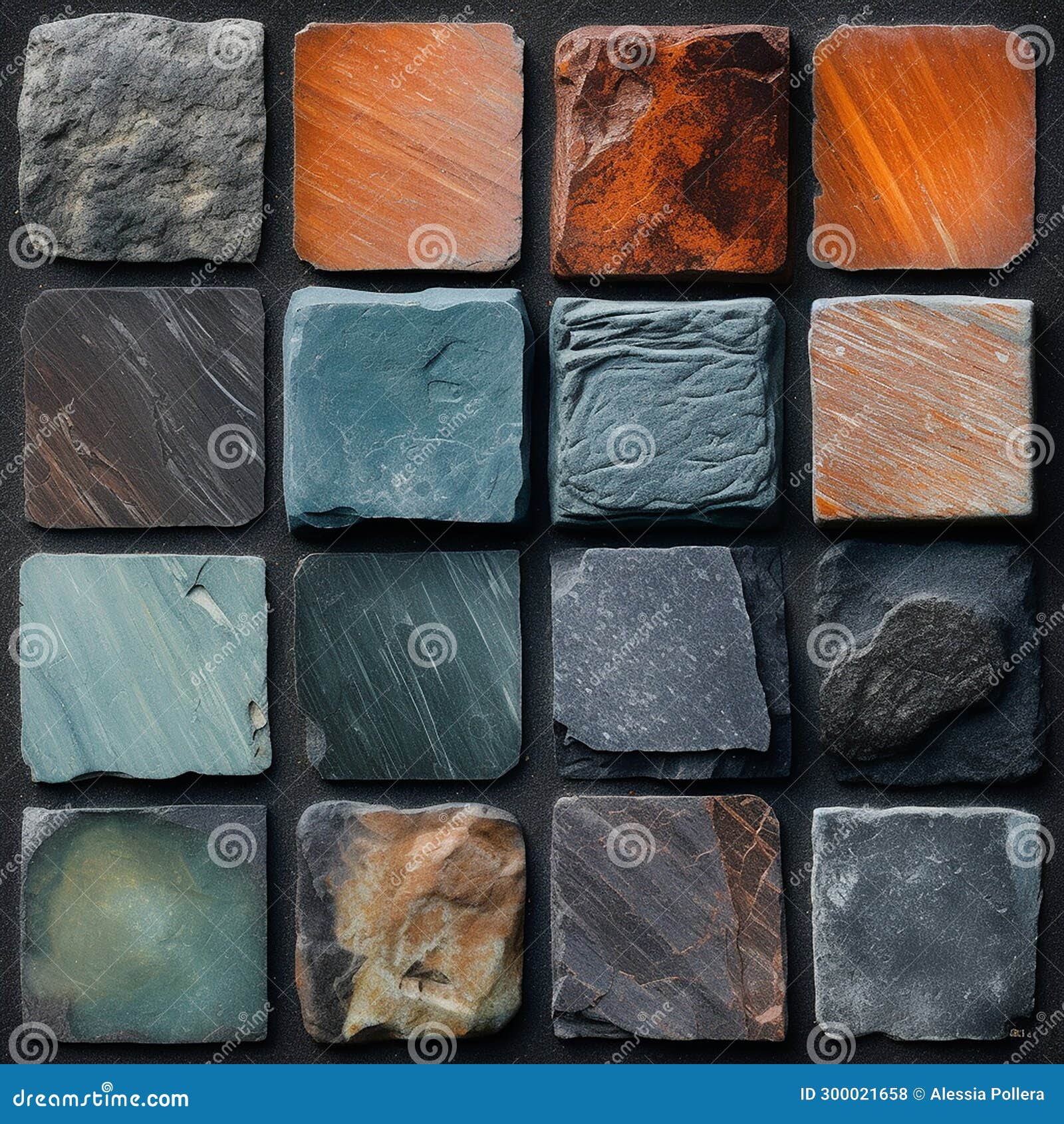 A Collection of Colorful Stone Tiles in a Grid Pattern Stock ...