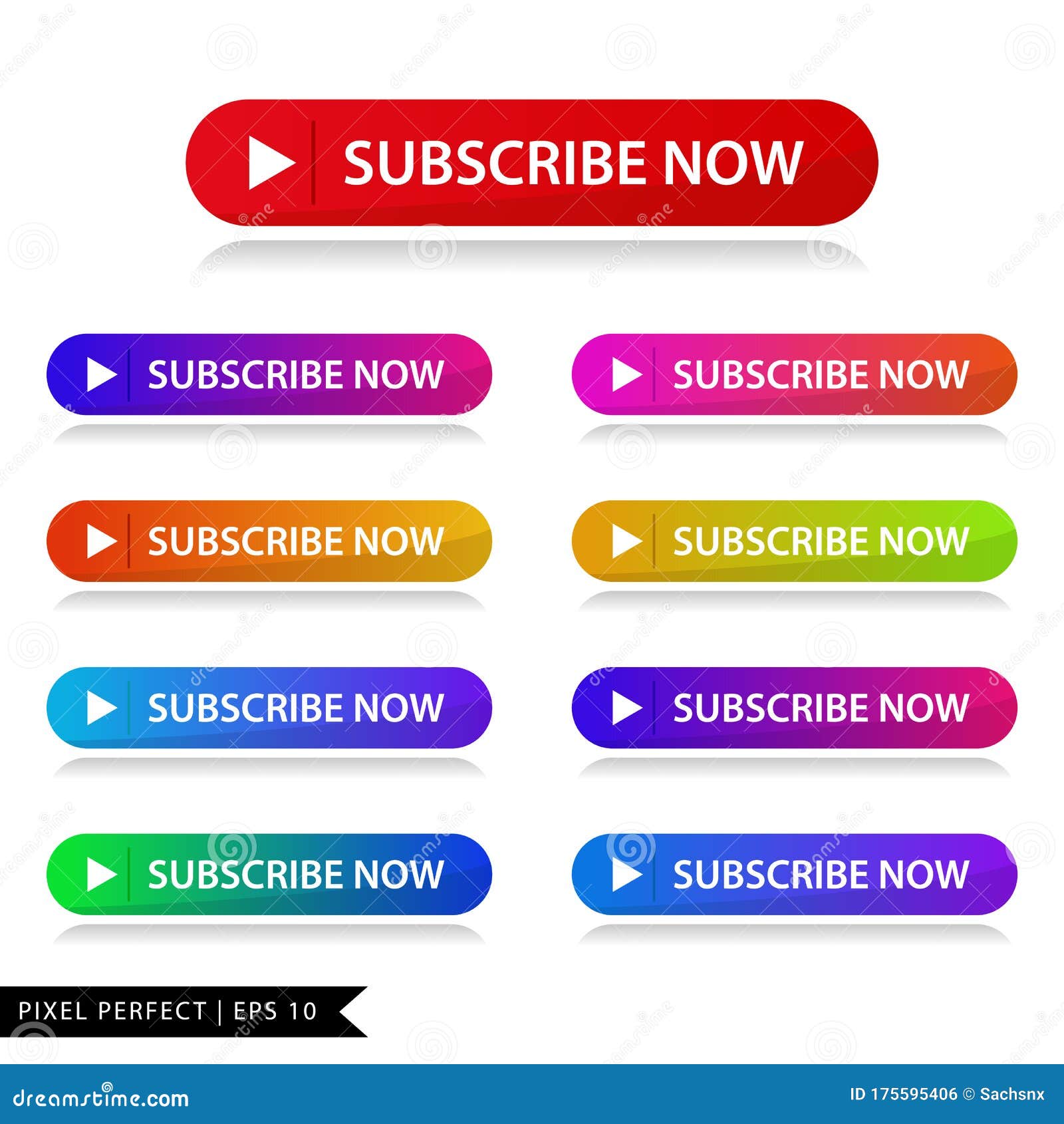 Collection of Colorful Subscribe Now Glossy Gradient Button. Stock ...