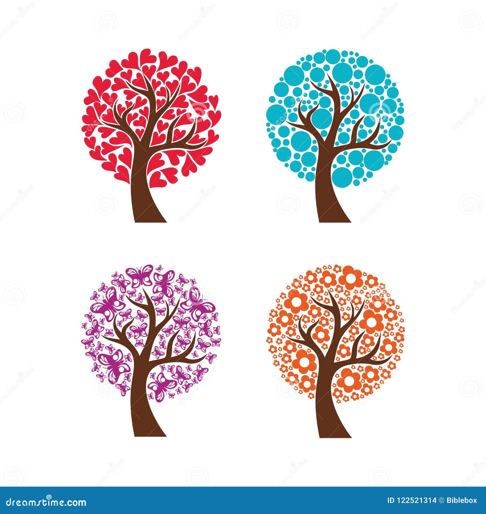 A Collection of Colorful Trees. Vector Illustration. Stock Vector ...