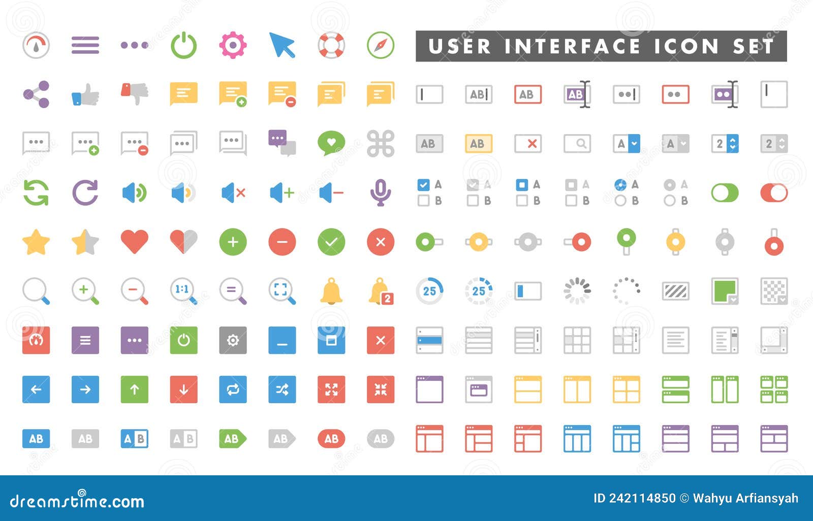 Collection of Colorful User Interface Vector Icons. Stock Vector ...