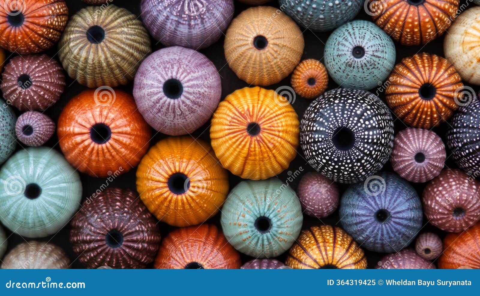 Colorful Sea Urchins With Unique Patterns Set Against A Soft Background ...