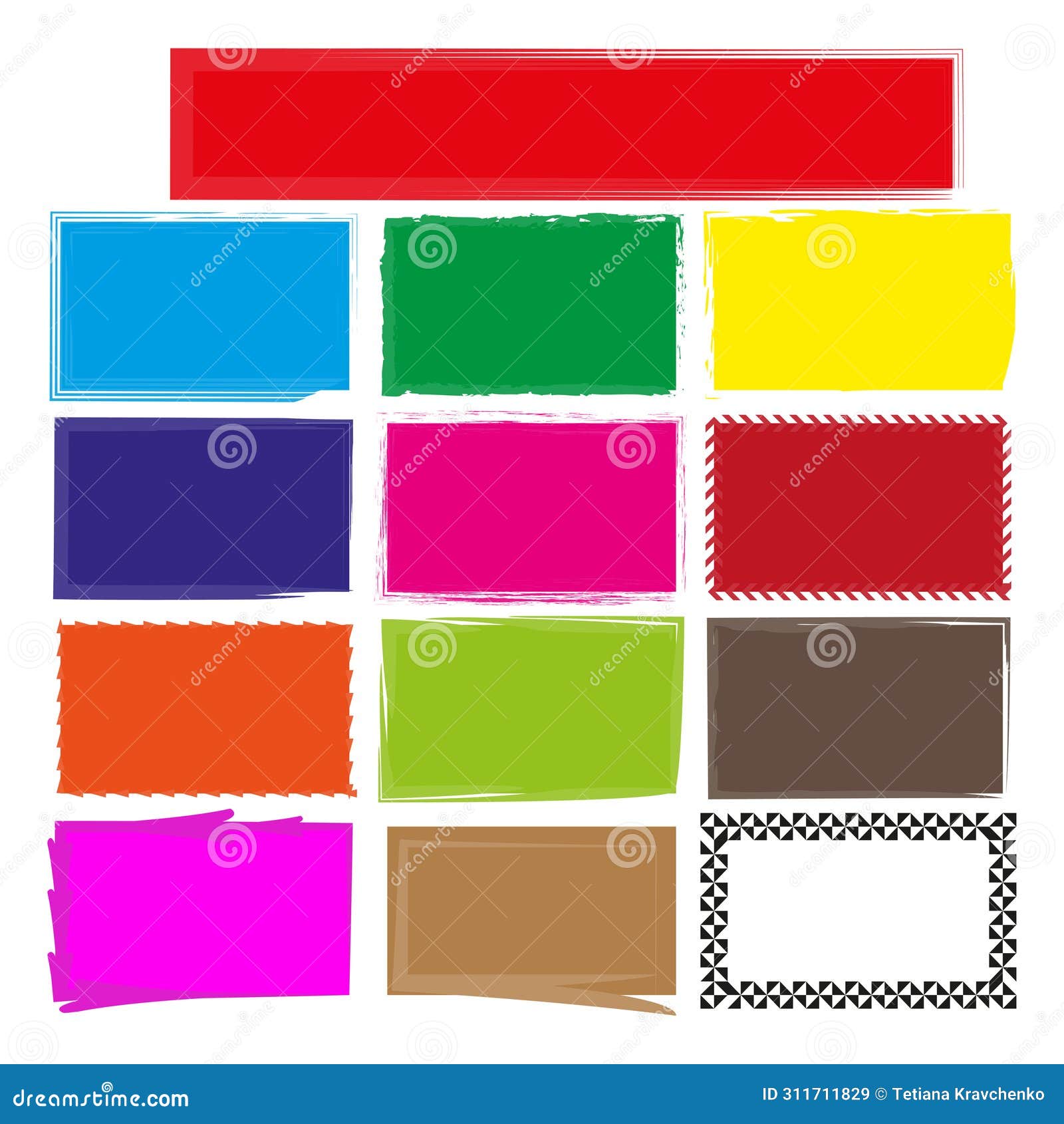 Collection of Colorful Vector Frames with Textured Edges. Vector ...