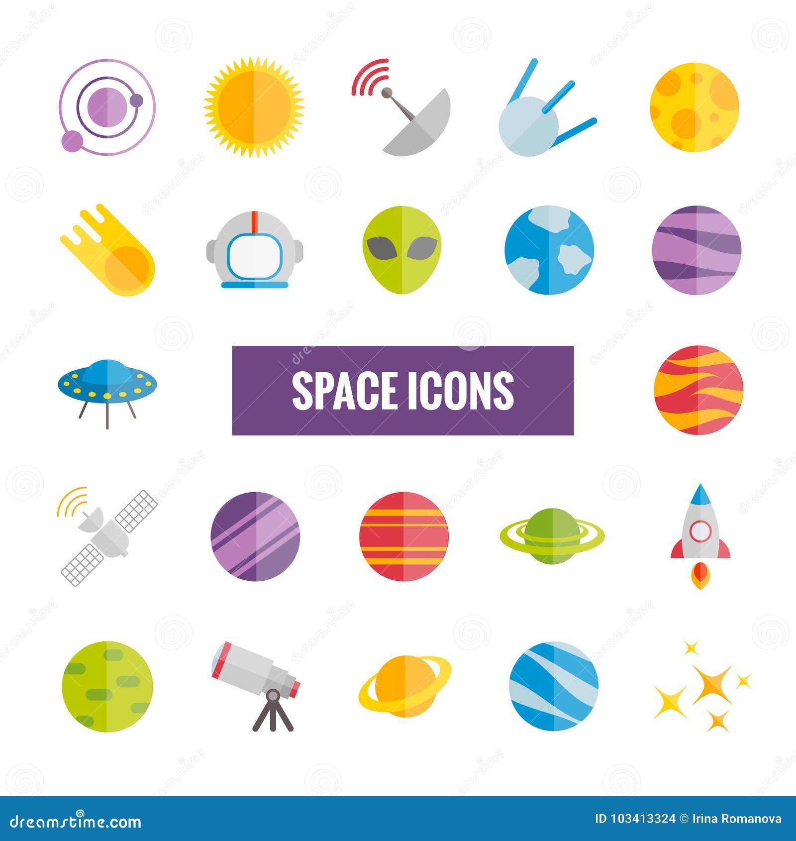 Collection of Colorful Vector Space Icons Stock Vector - Illustration ...