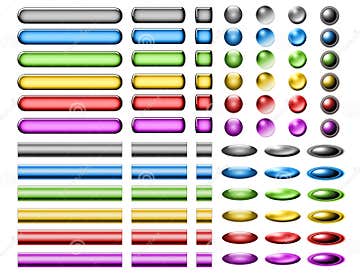 Collection of Colorful Web Buttons Stock Illustration - Illustration of ...