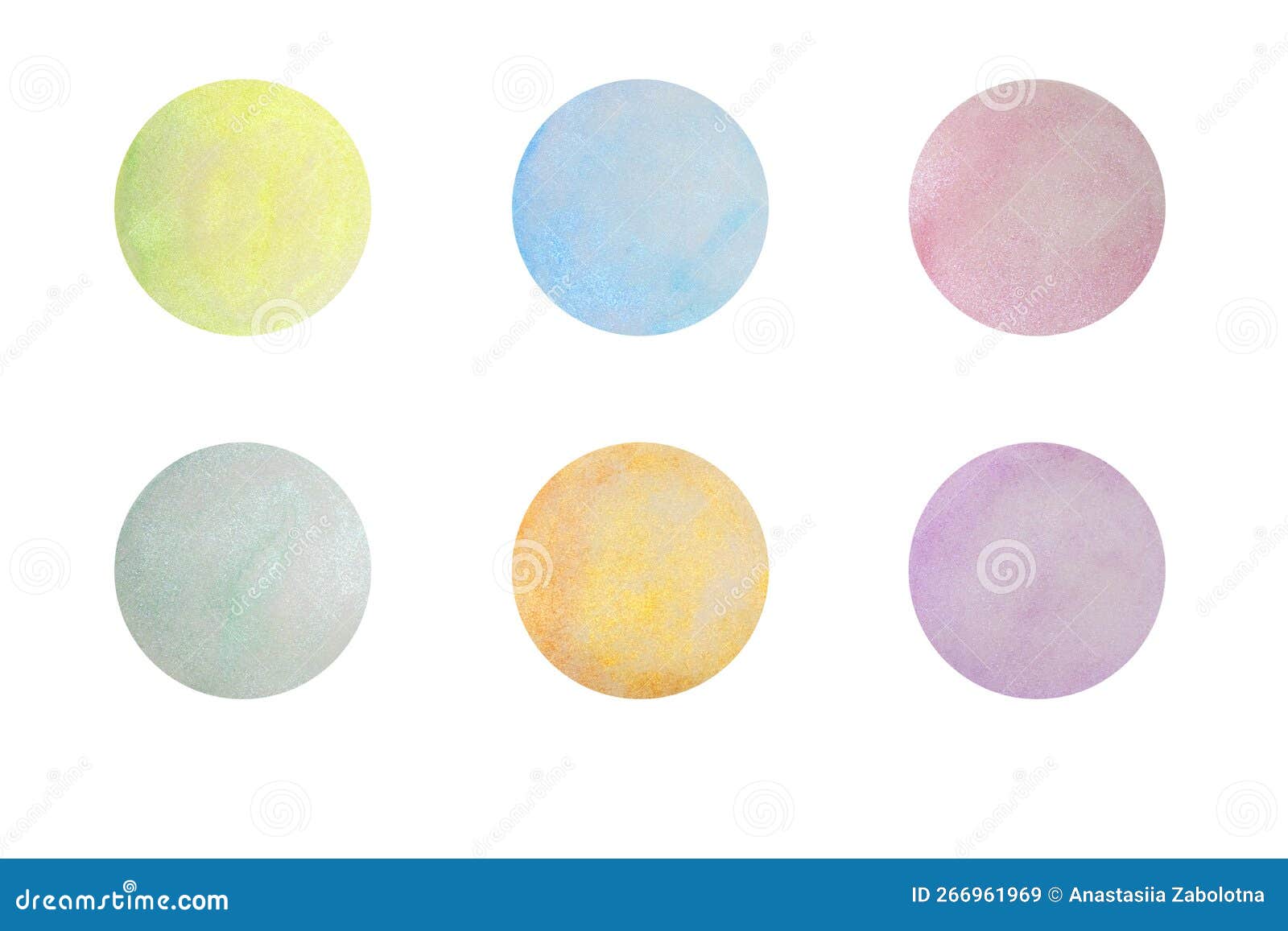 Collection of Colourful Round Watercolour Elements in Different Colours ...