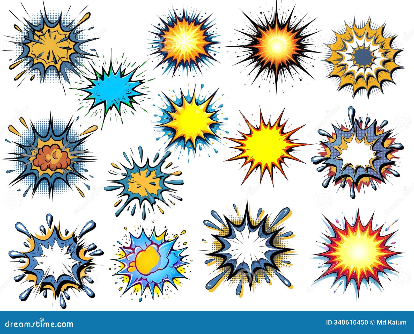 A Collection of Comic Explosions Cartoon Drawing Artwork with PSD File ...