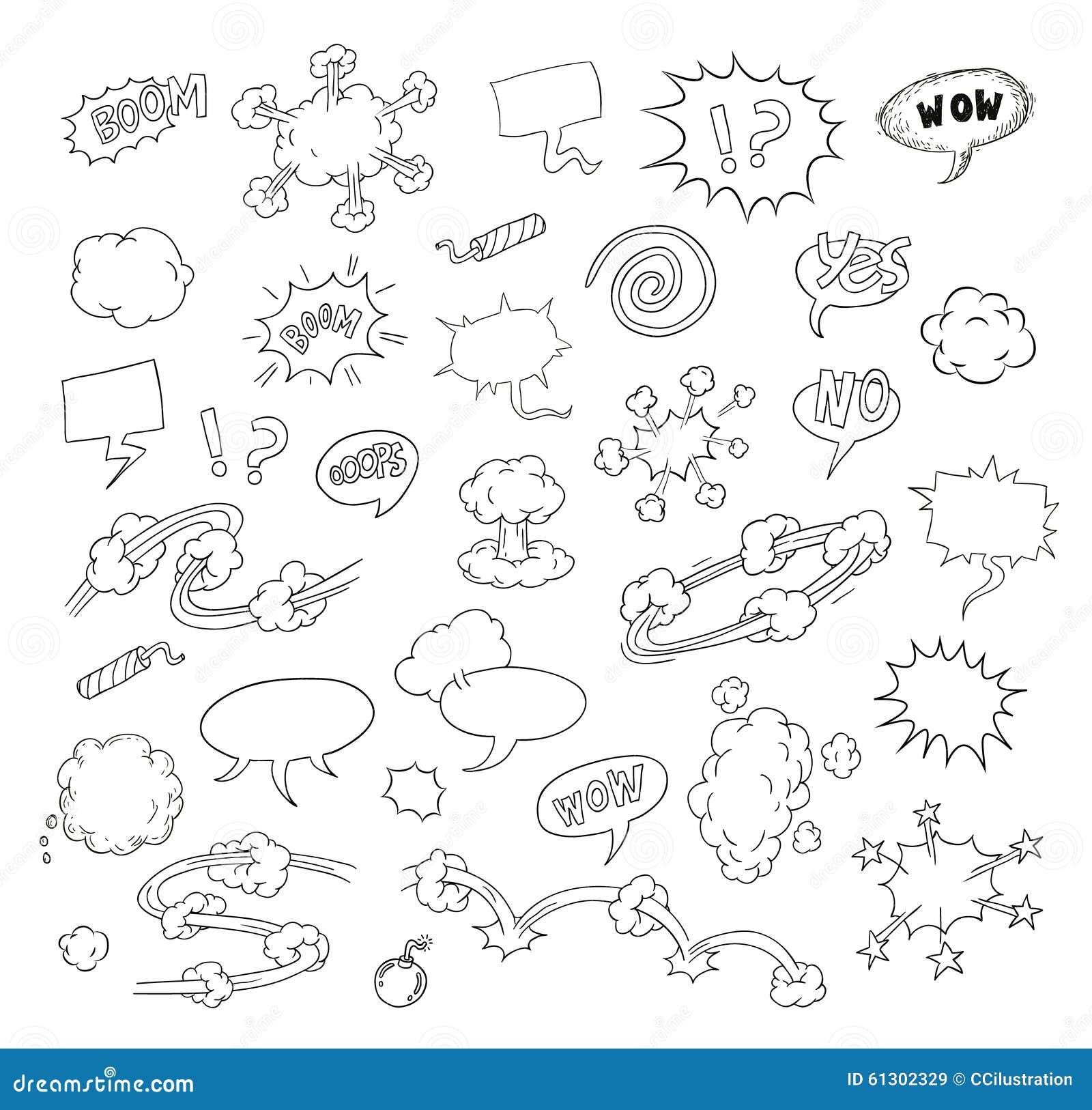 Collection of Comic Icons. Vector Illustration. Stock Vector ...