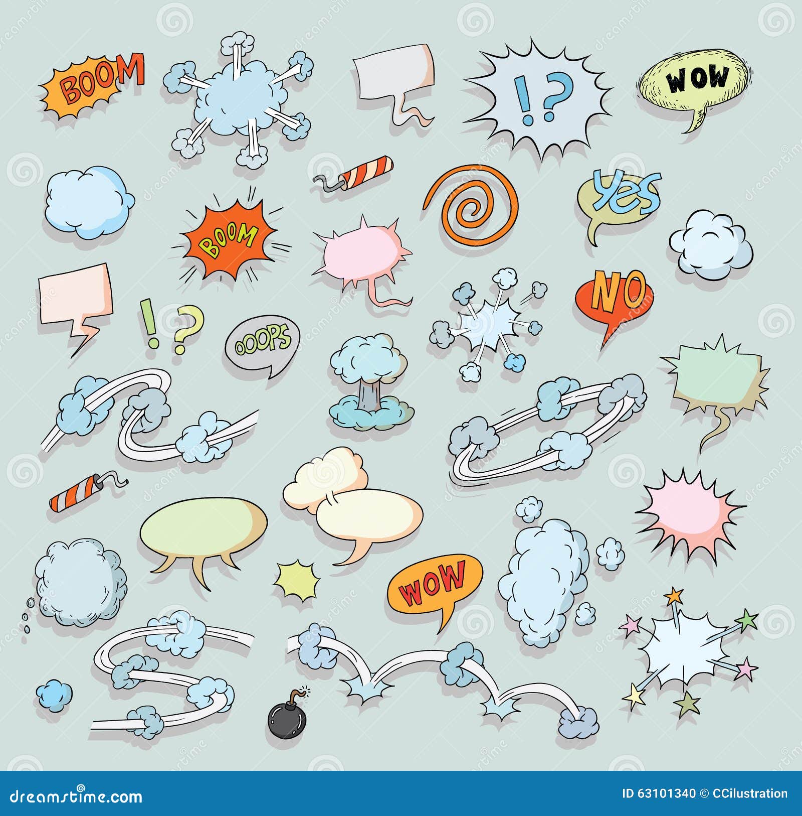 Collection of Comic Icons. Vector Illustration. Stock Vector ...