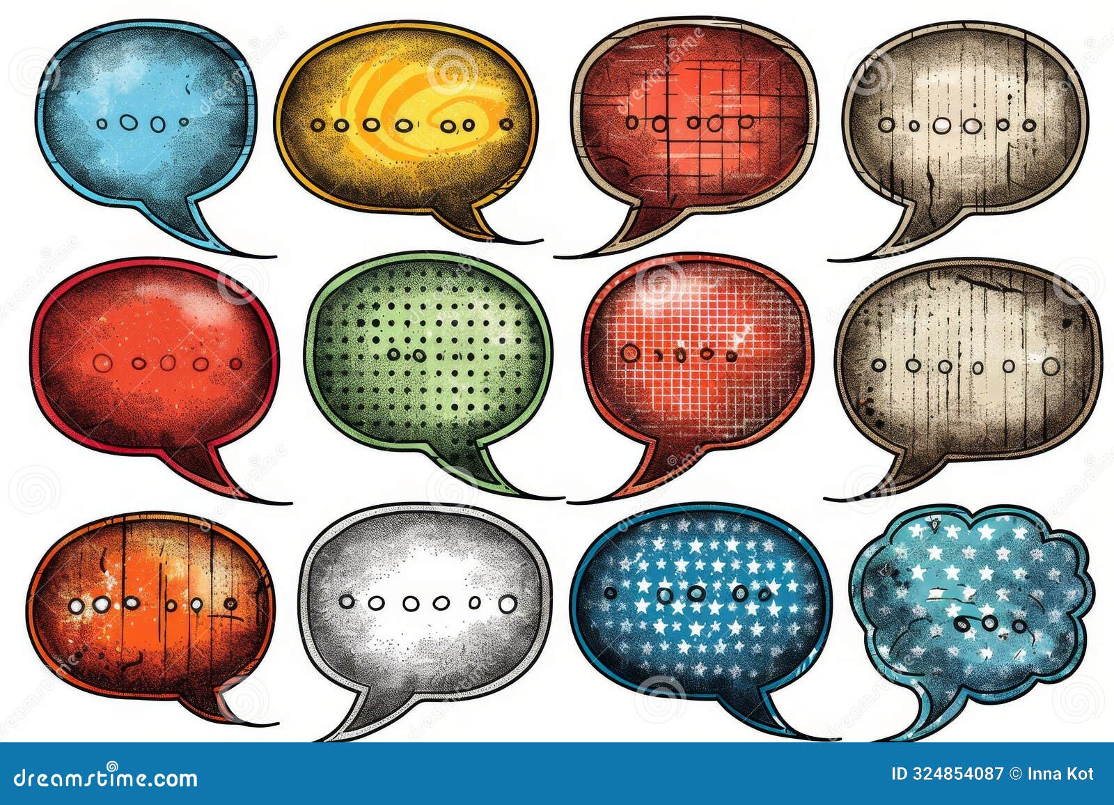 Collection of Comic Pop Art Speech Bubbles in Png Format on White ...