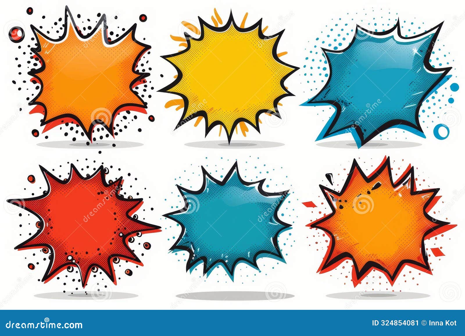 Collection of Comic Pop Art Speech Bubbles in Png Format on White ...