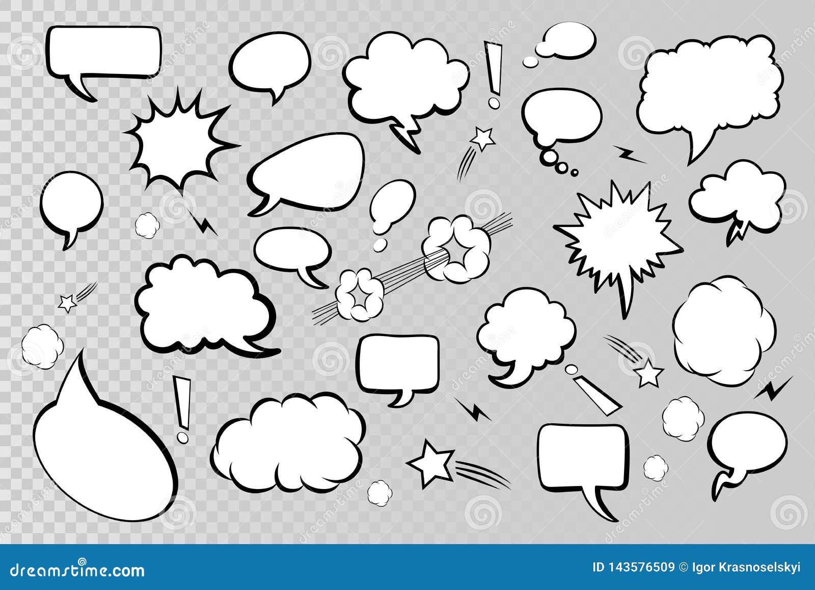 Collection Comic Speech Bubbles on Transparent Background. Speech ...