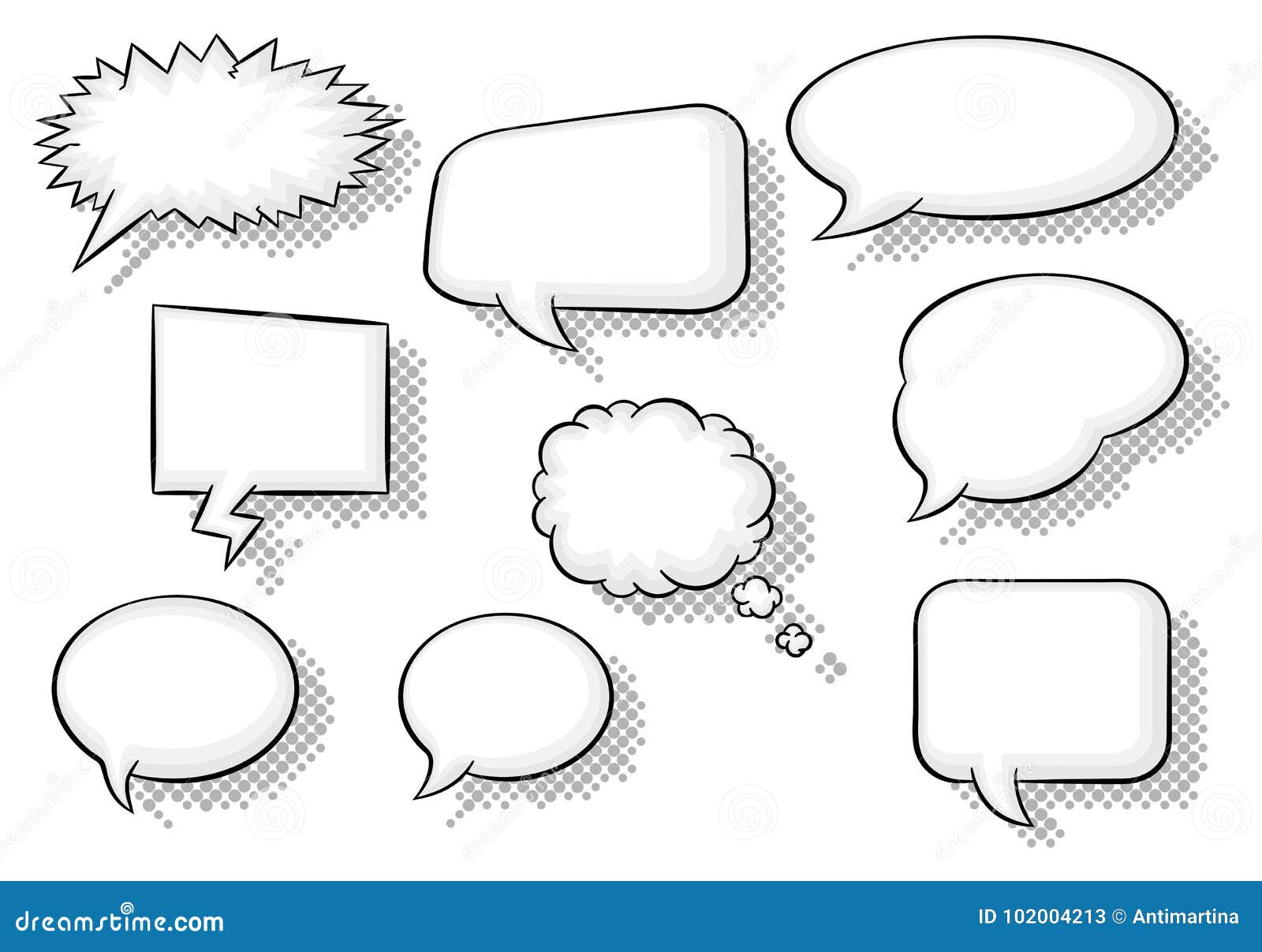 Collection of Comic Style Speech Bubbles Stock Vector - Illustration of ...